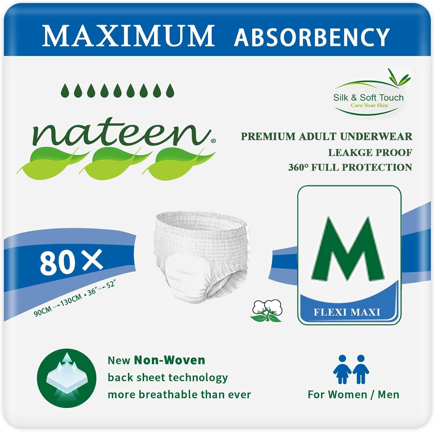 Nateen Flexi Maxi Adult Incontinence Underwear, Unisex Pull-ups Maximum ...