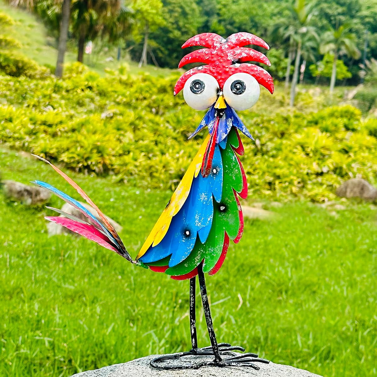 Natelf Outdoor Wacky Metal Rooster Yard Statue Decoration Roosters ...