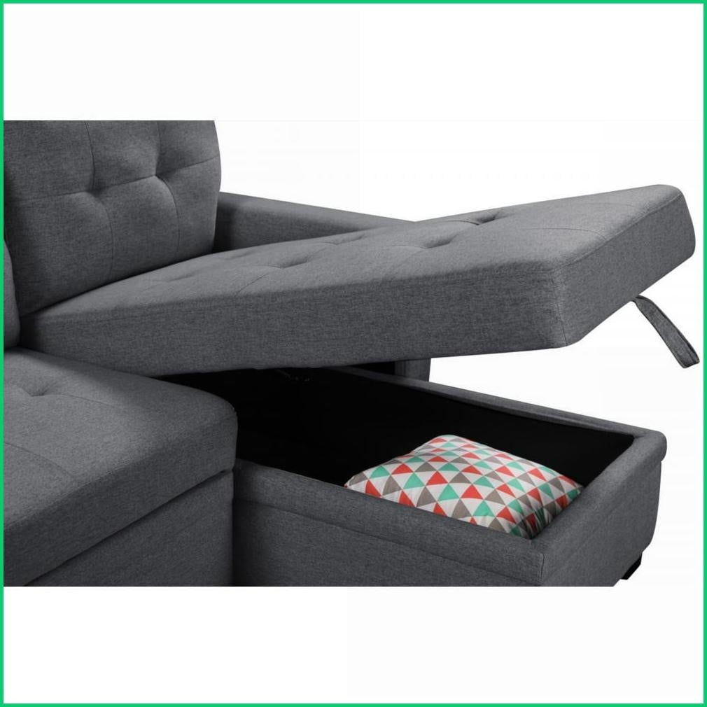 Nathan 84” Reversible Sleeper Sectional Sofa – Solid Wood Frame ...