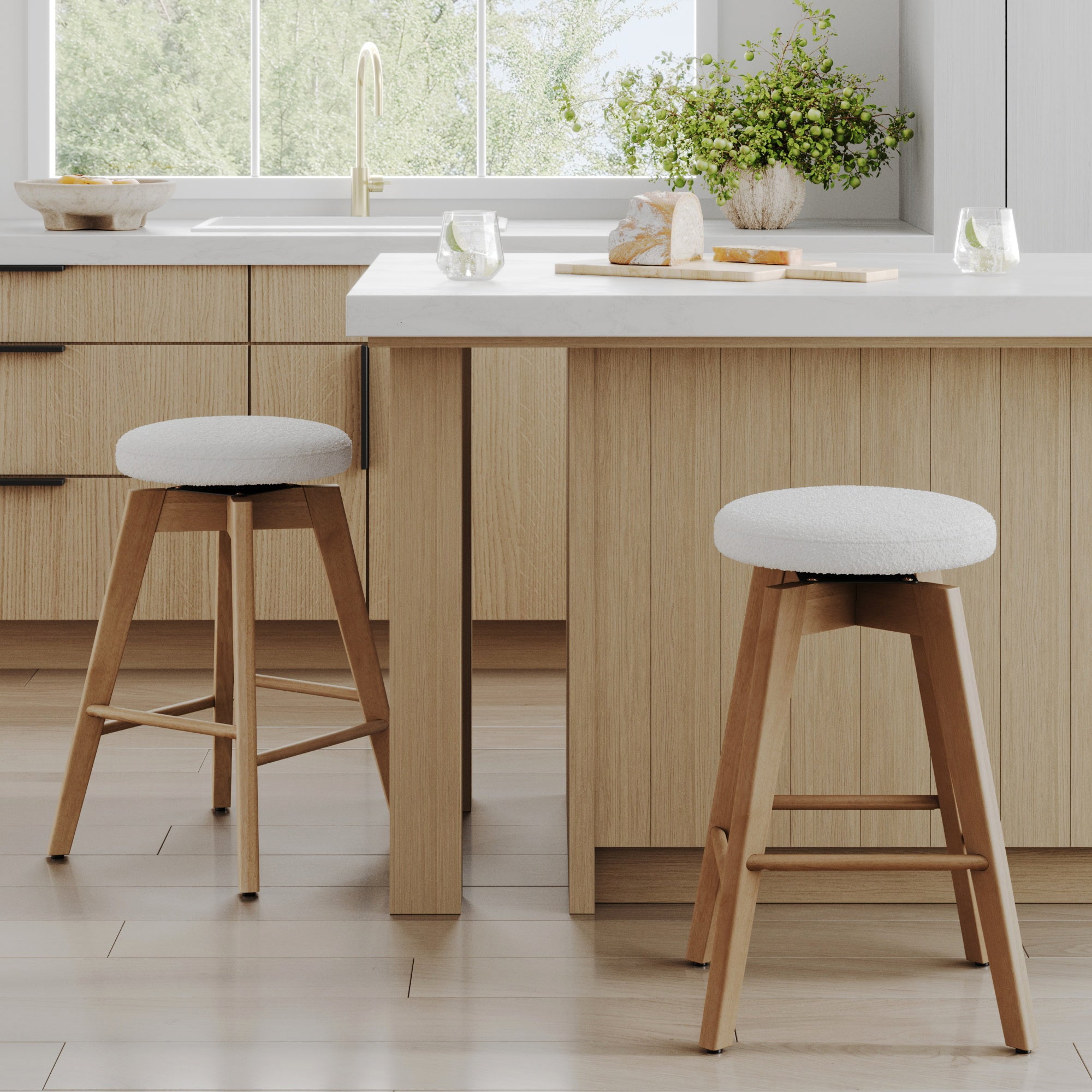 Nathan James Amalia Bohemian Swivel Bar Stool, Backless Counter Height ...