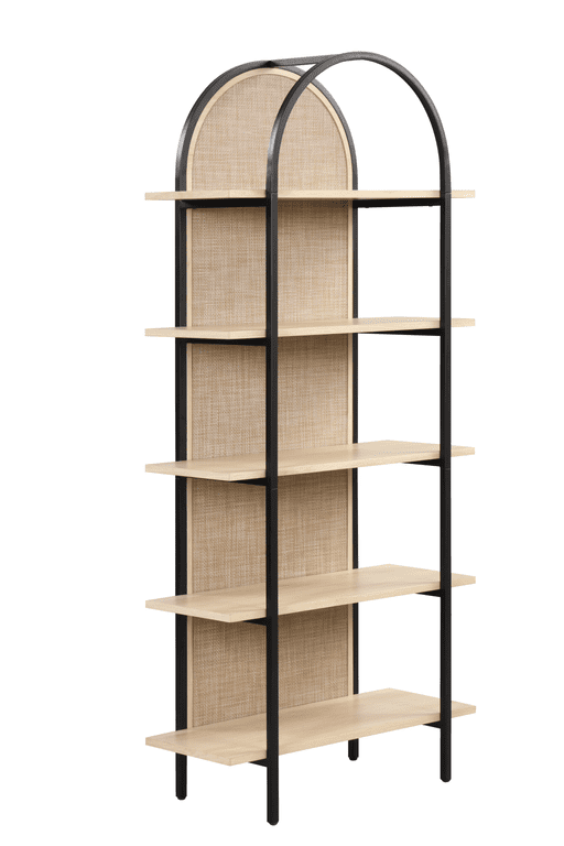 Nathan James Amara Bohemian 5-Shelf Etagere Bookcase, Rattan Open ...
