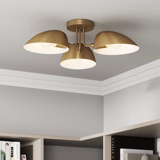 Nathan James Argo Semi Mount Flush Ceiling Light, 3-Lights Modern Retro ...