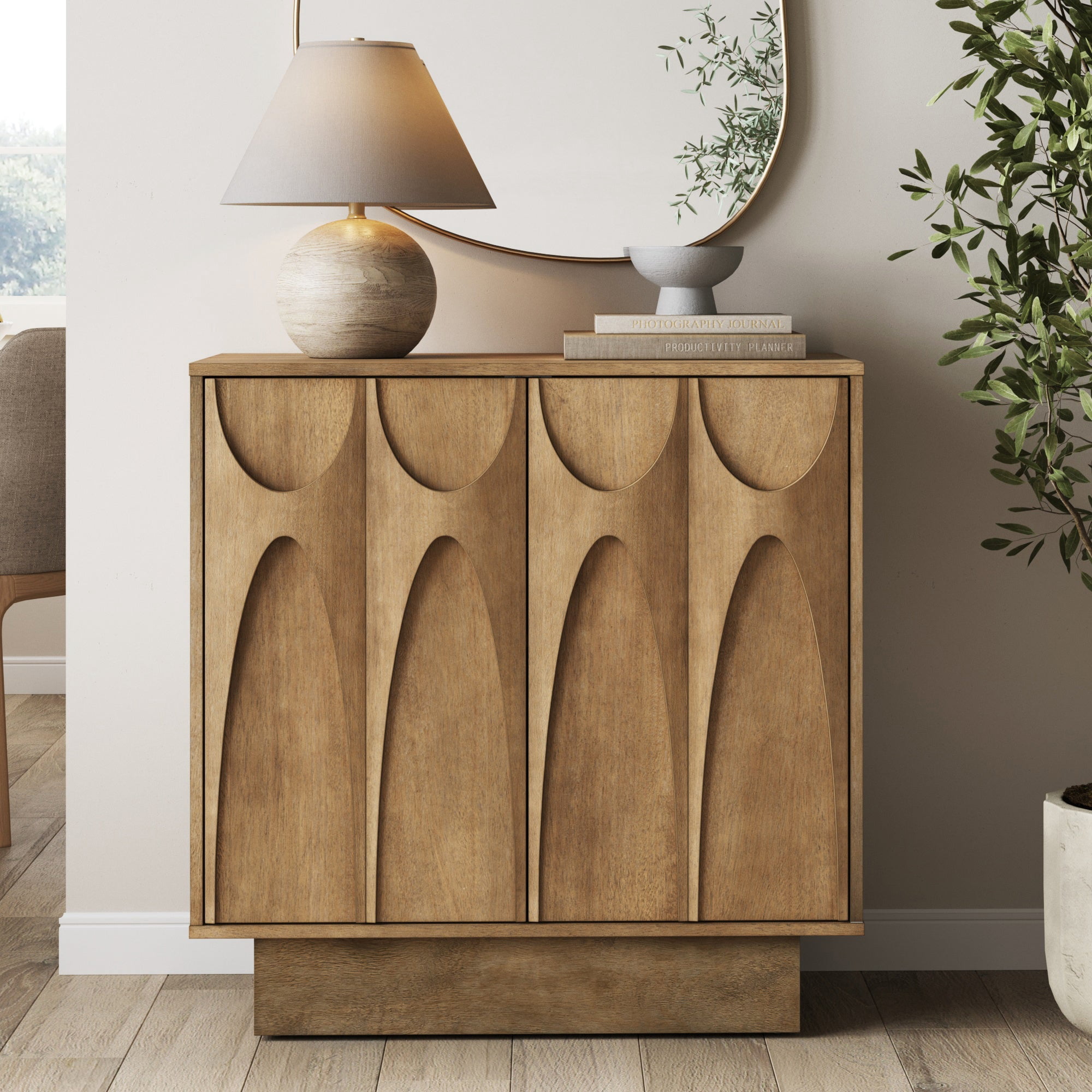 Nathan James Deanne Mid Century Modern Buffet Cabinet, Antique Carved ...