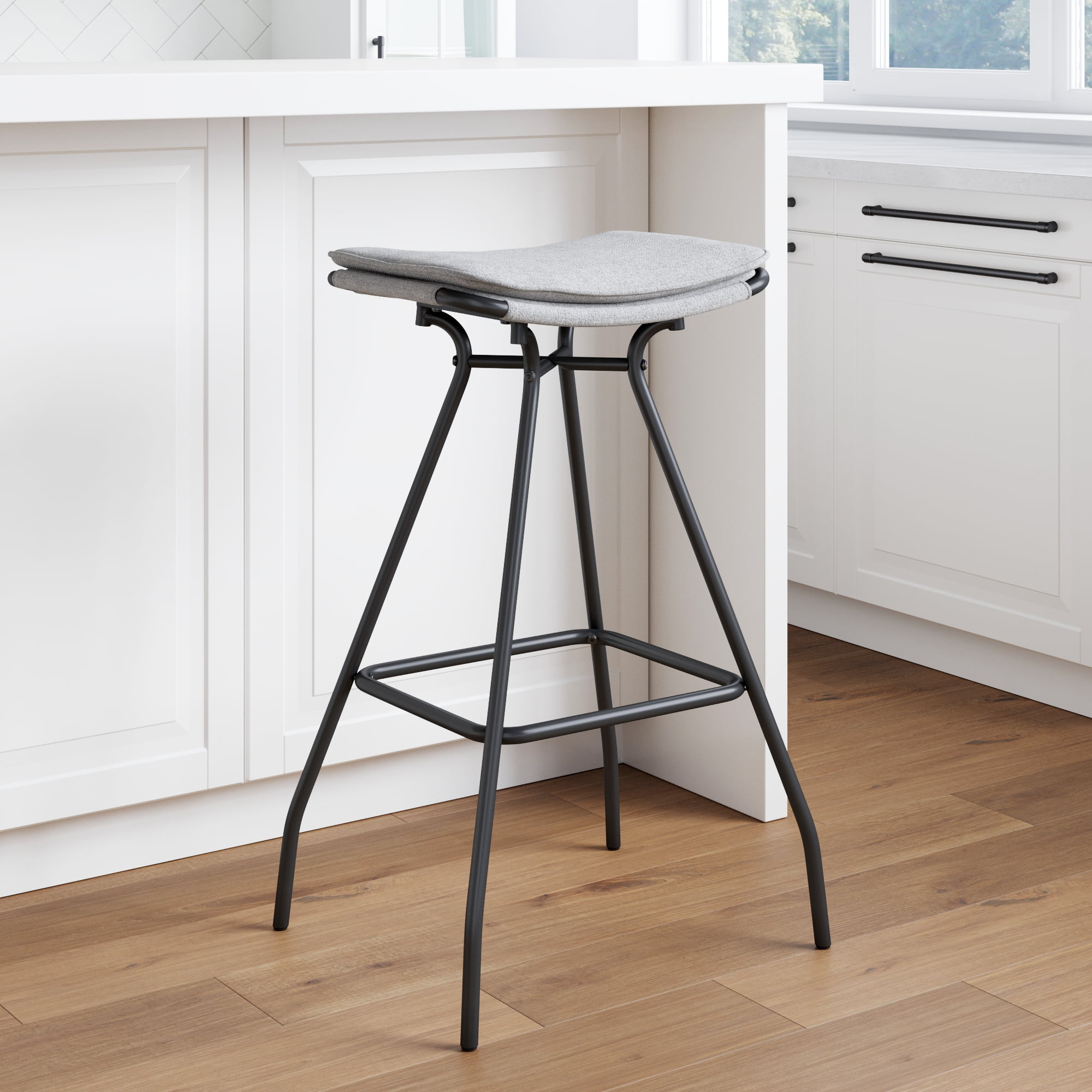 Nathan James Dominique Industrial Backless Kitchen Bar Stool with Grey ...