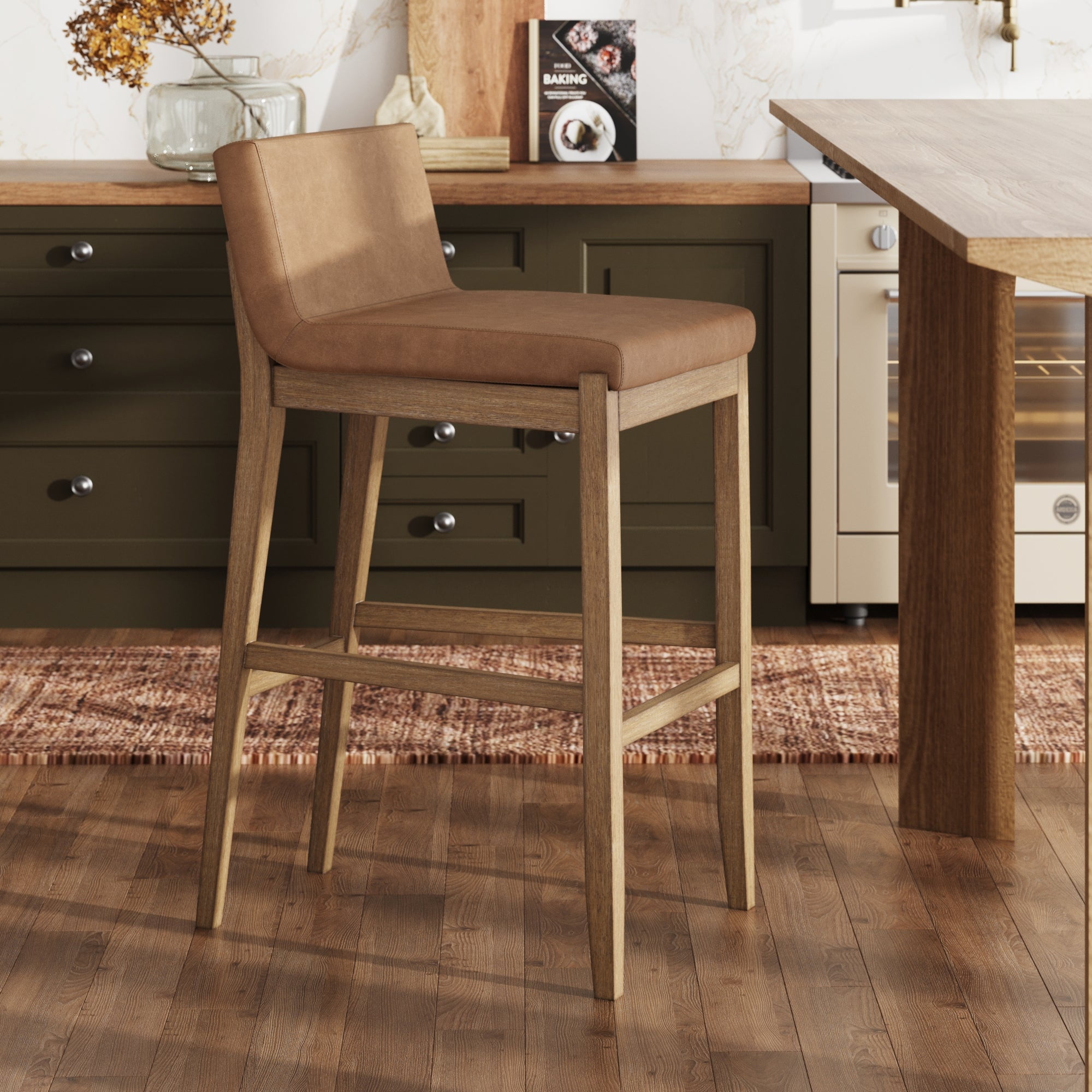 Nathan James Faux Leather Bar Stool - Rustic Design - Walmart.com