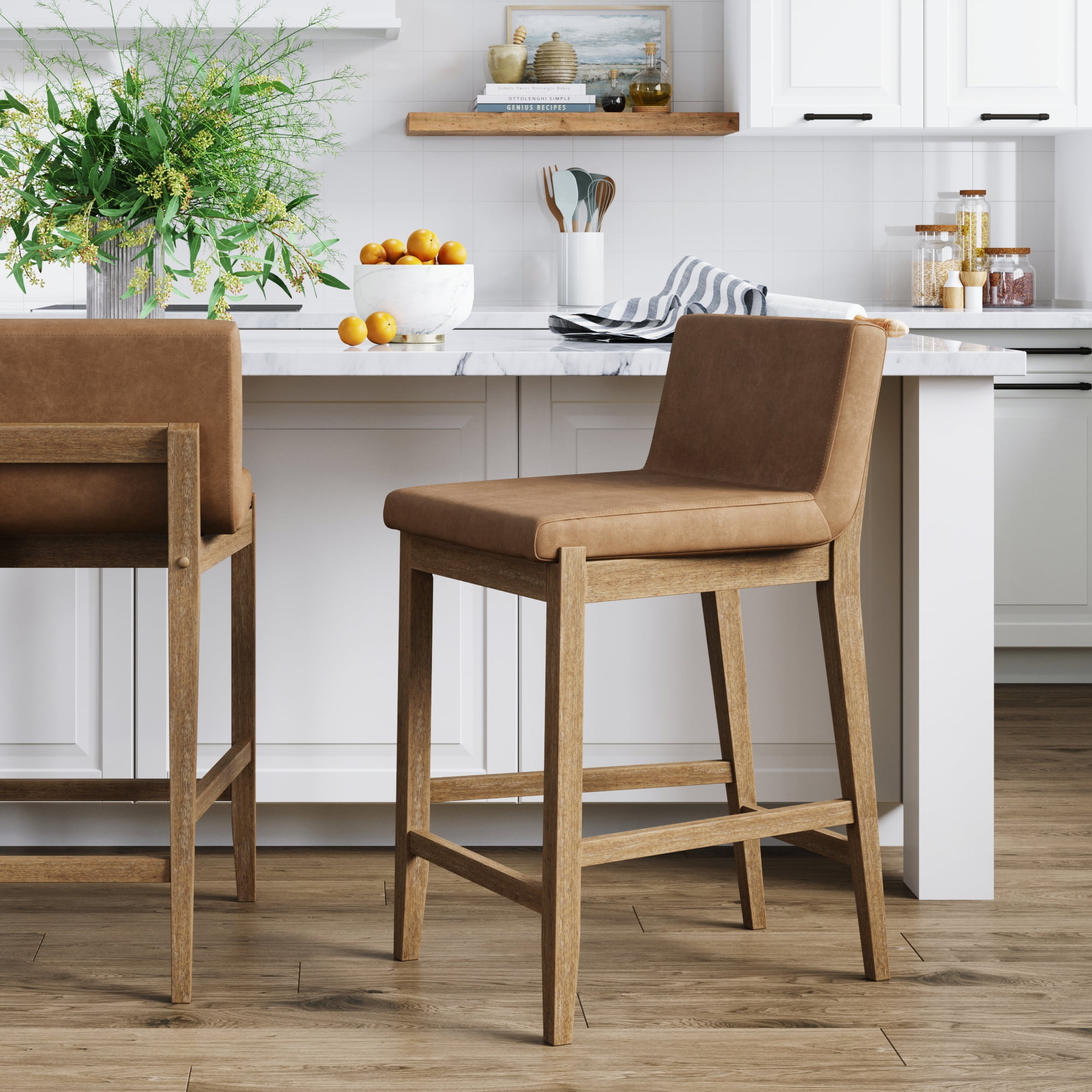 Nathan James Gracie Modern Backrest Bar Stool, Light Brown - Walmart.com