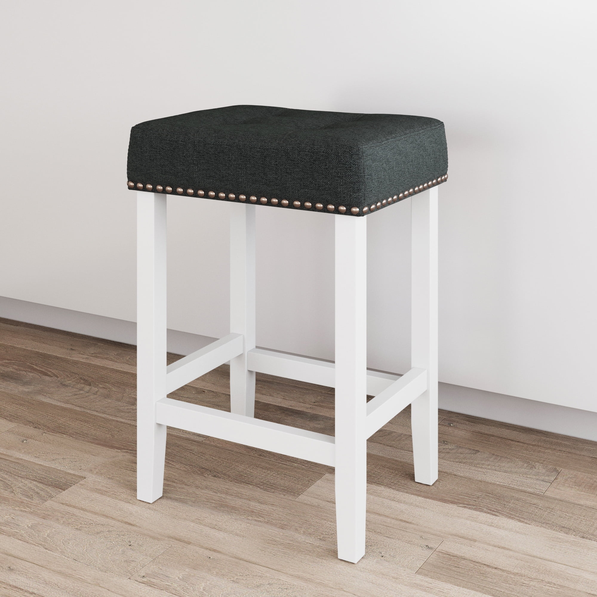 Free Shipping! Nathan James Hylie 24in Wooden Bar Stool Tufted Gray ...