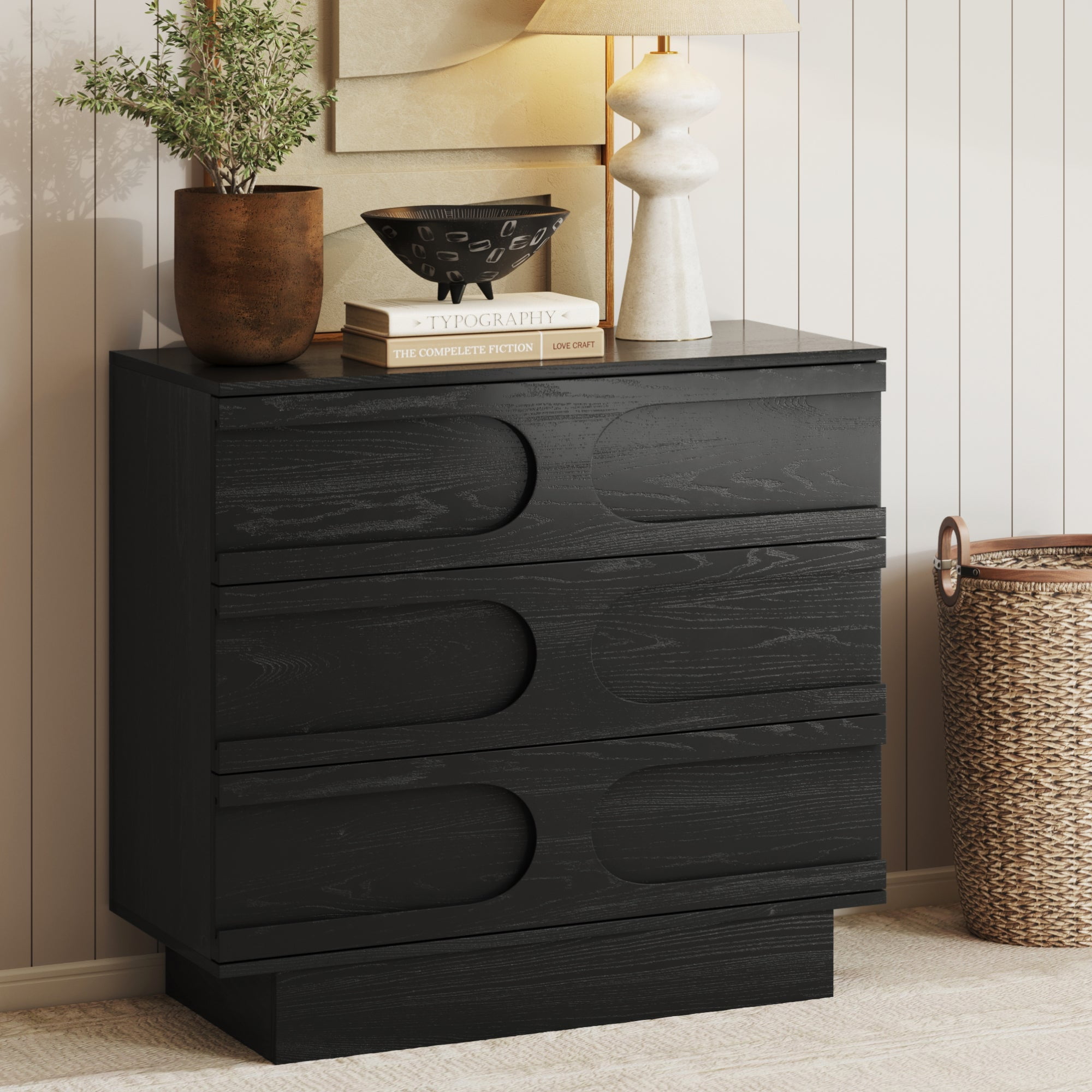 Nathan James Iris 3 Drawer Dresser, Mid-Century Modern Solid Wood ...