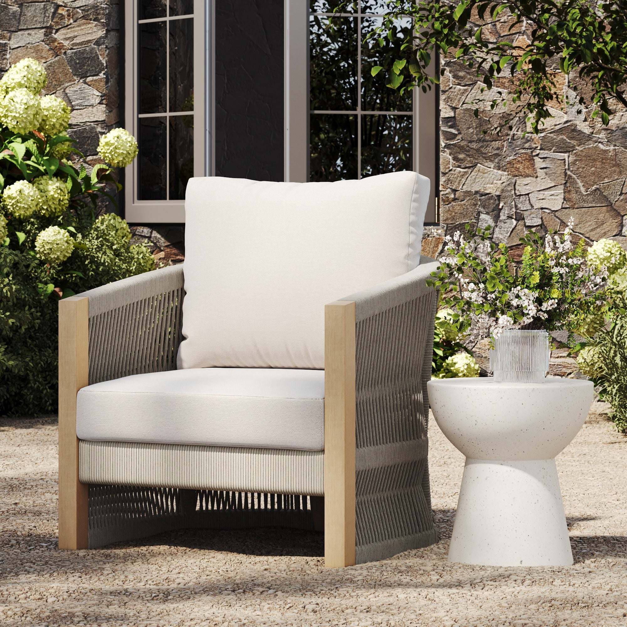 Nathan James Jagger Farmhouse Patio Chair with Cushions, Outdoor Chair ...