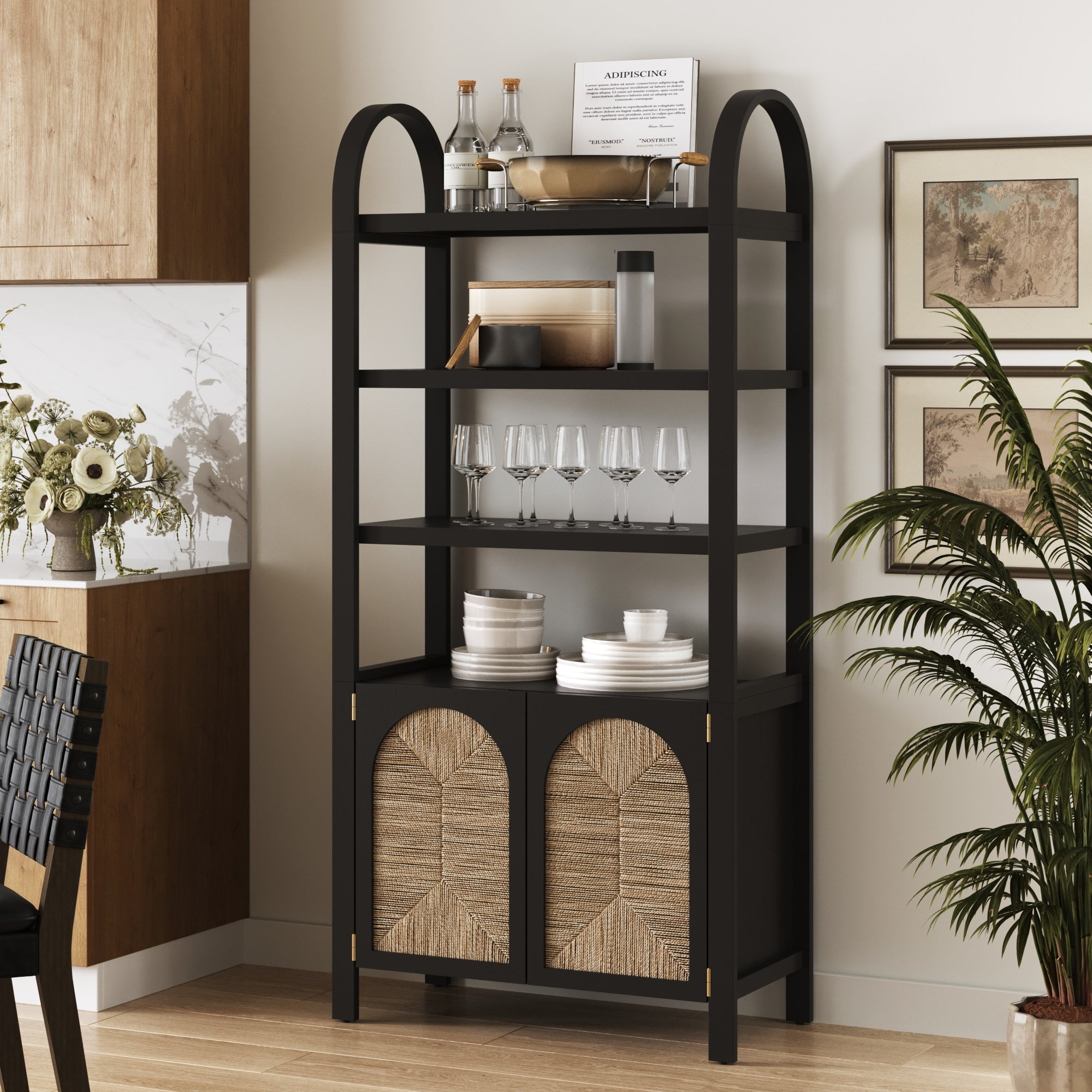 Nathan James Leah Bohemian Arched Bookcase, 3-Tier Bookshelf with ...
