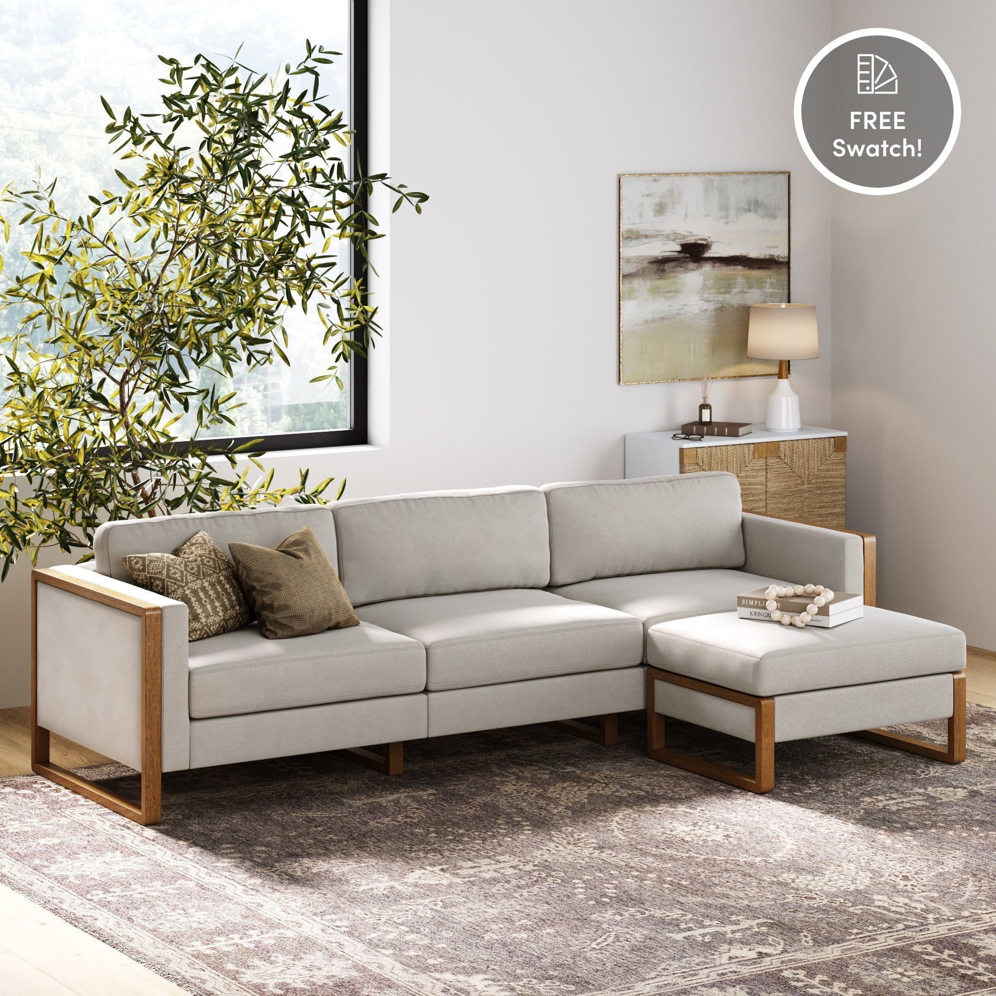 Nathan James Madison Modern 3-Seater Sofa Set with Storage Ottoman ...