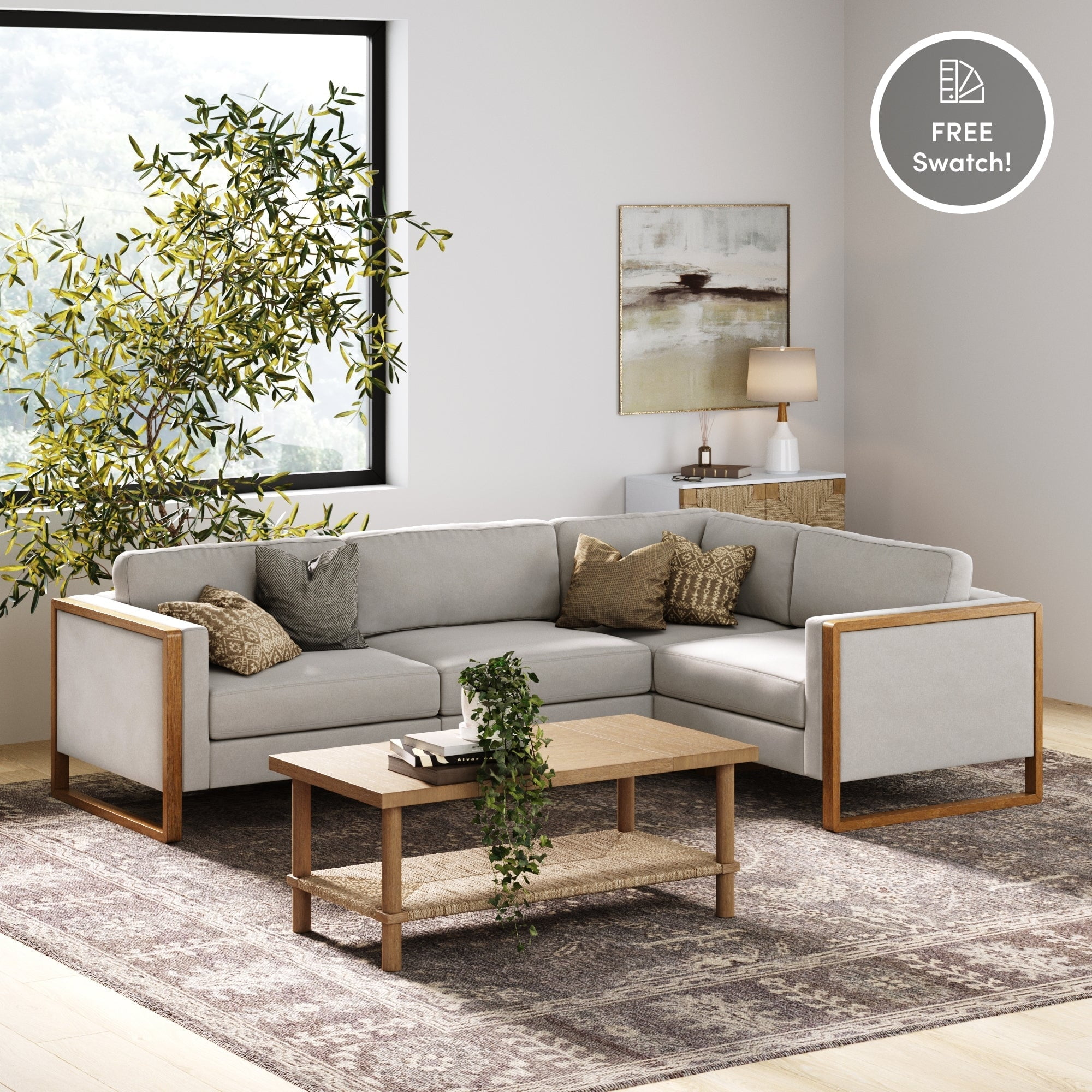 Nathan James Madison Modern Modular L-Shaped Sectional Sofa with ...