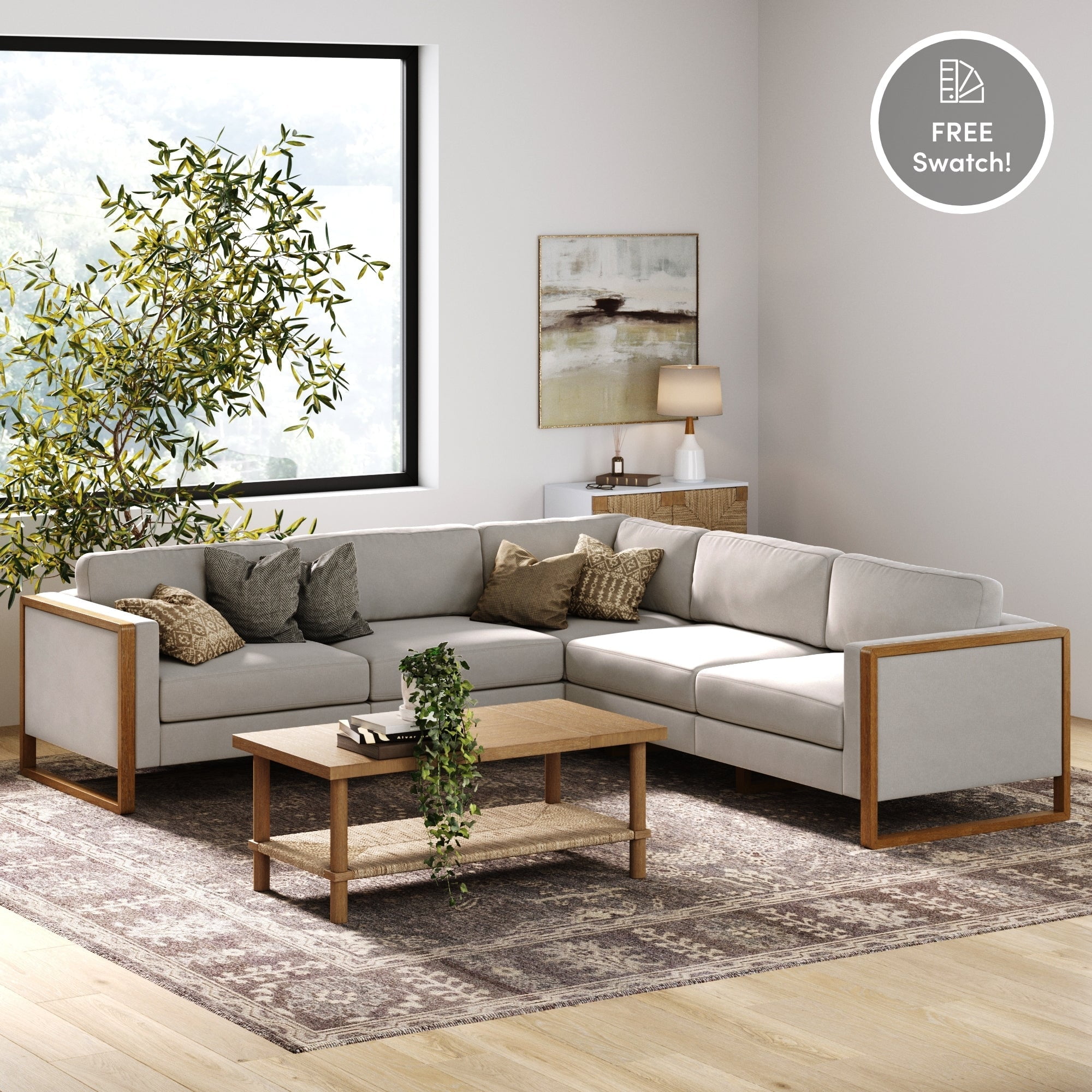 Nathan James Madison Modern Modular L-Shaped Sectional Sofa with ...