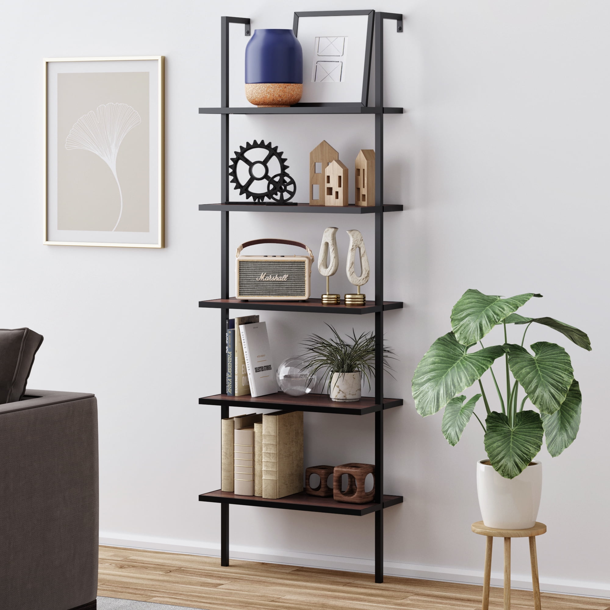 Nathan James Theo 5-Shelf Ladder Bookcase - Walmart.com