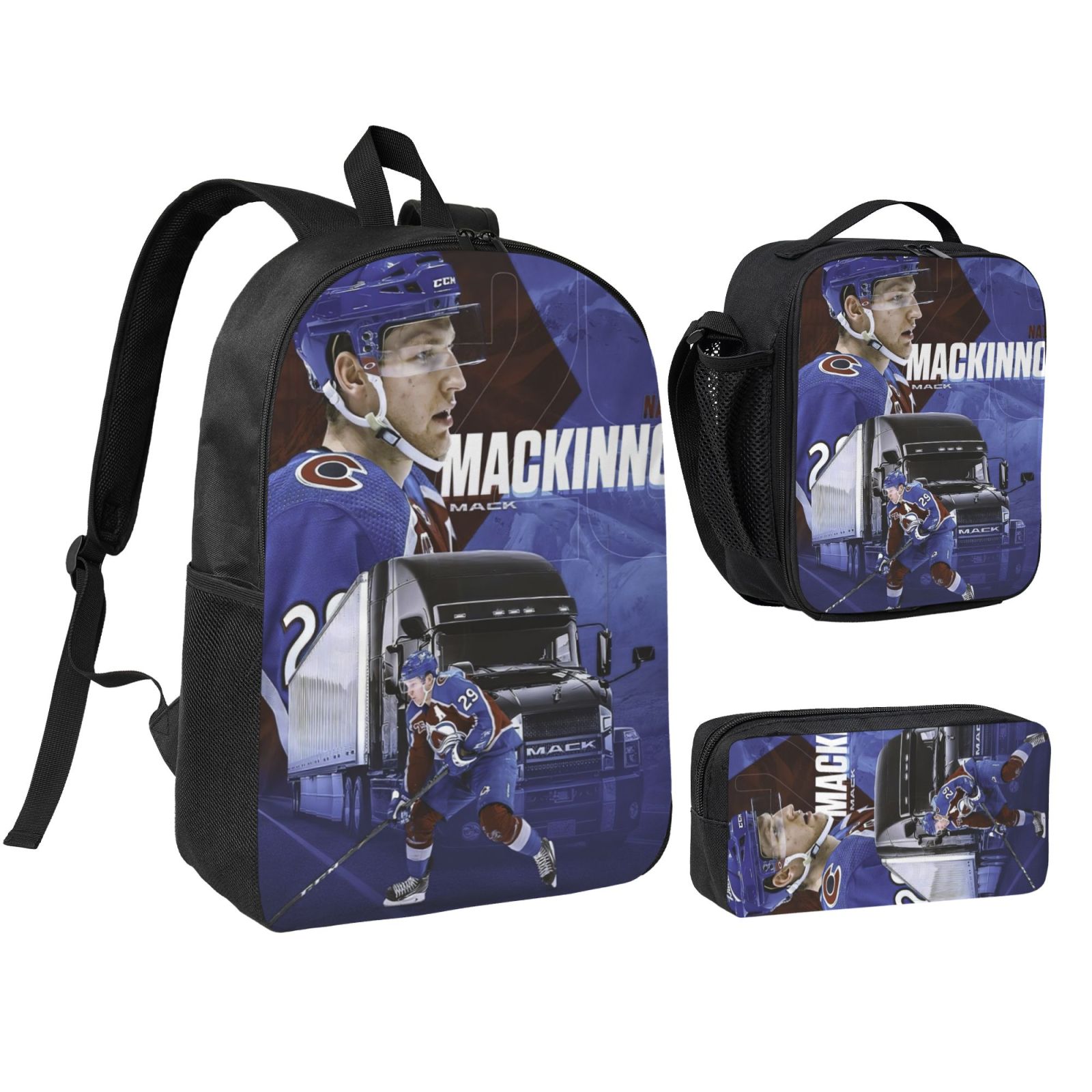 Nathan Mackinnon 3-Piece Set Backpack Lunch Bag And Pencil Case, Water ...