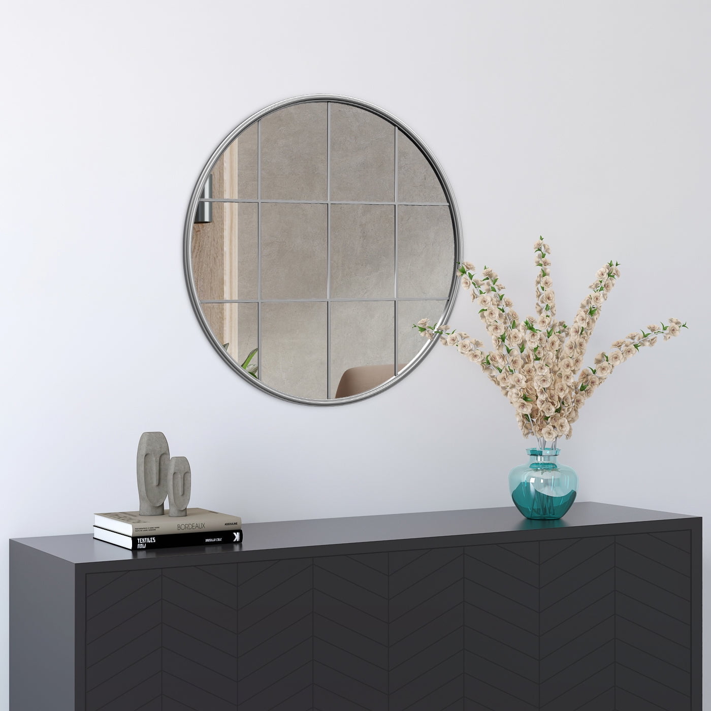 Nathan Metal Framed round window pane mirror - Walmart.com