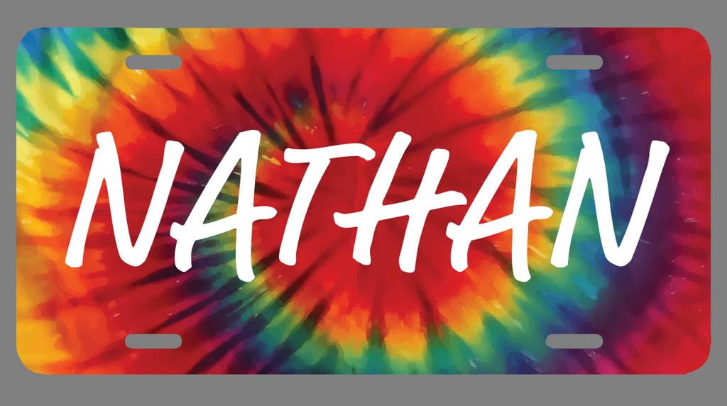 Nathan Name Tie Dye Style License Plate Tag Vanity Novelty Metal | UV ...