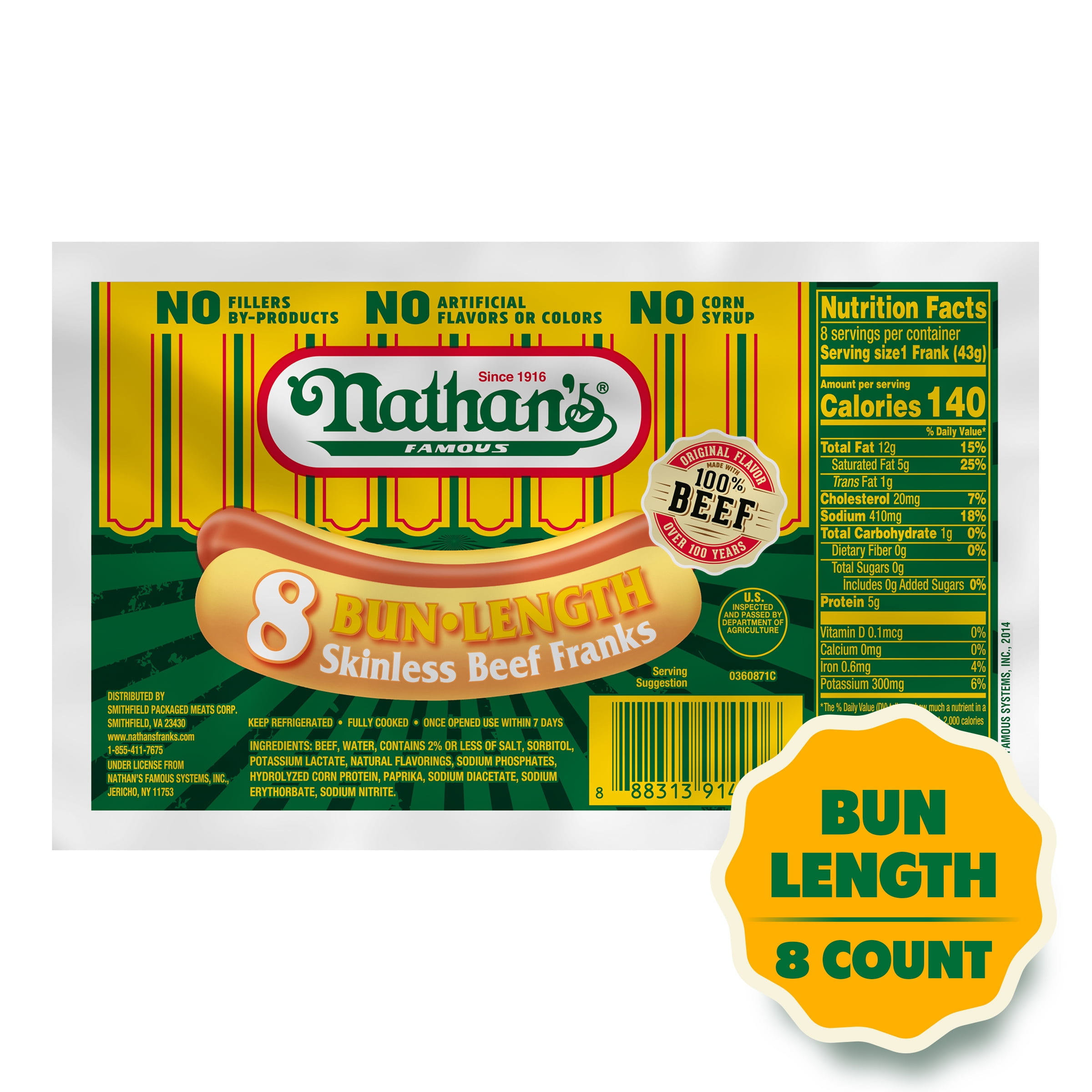 Nathan's Hot Dogs in Bacon, Hot Dogs, & Sausages - Walmart.com