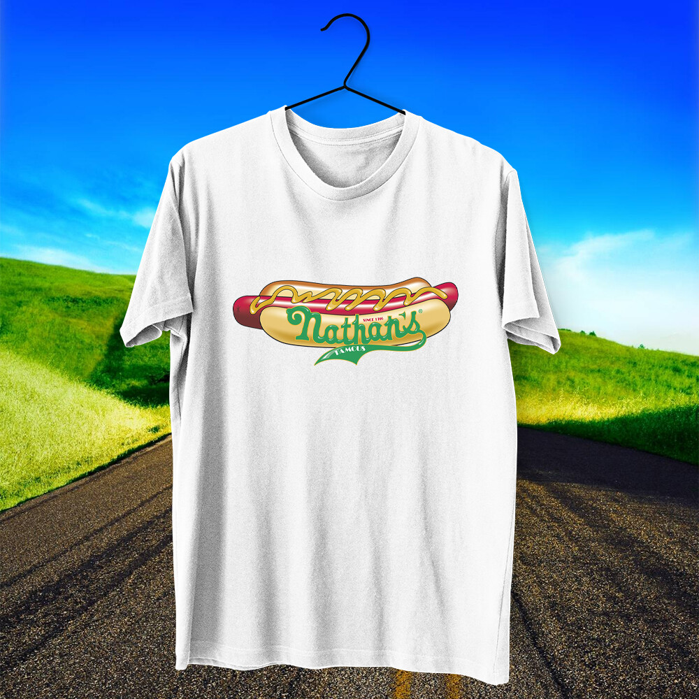 Nathan's Famous Restaurant Hot Dog Logo Cotton T-Shirt Size S - 5XL ...