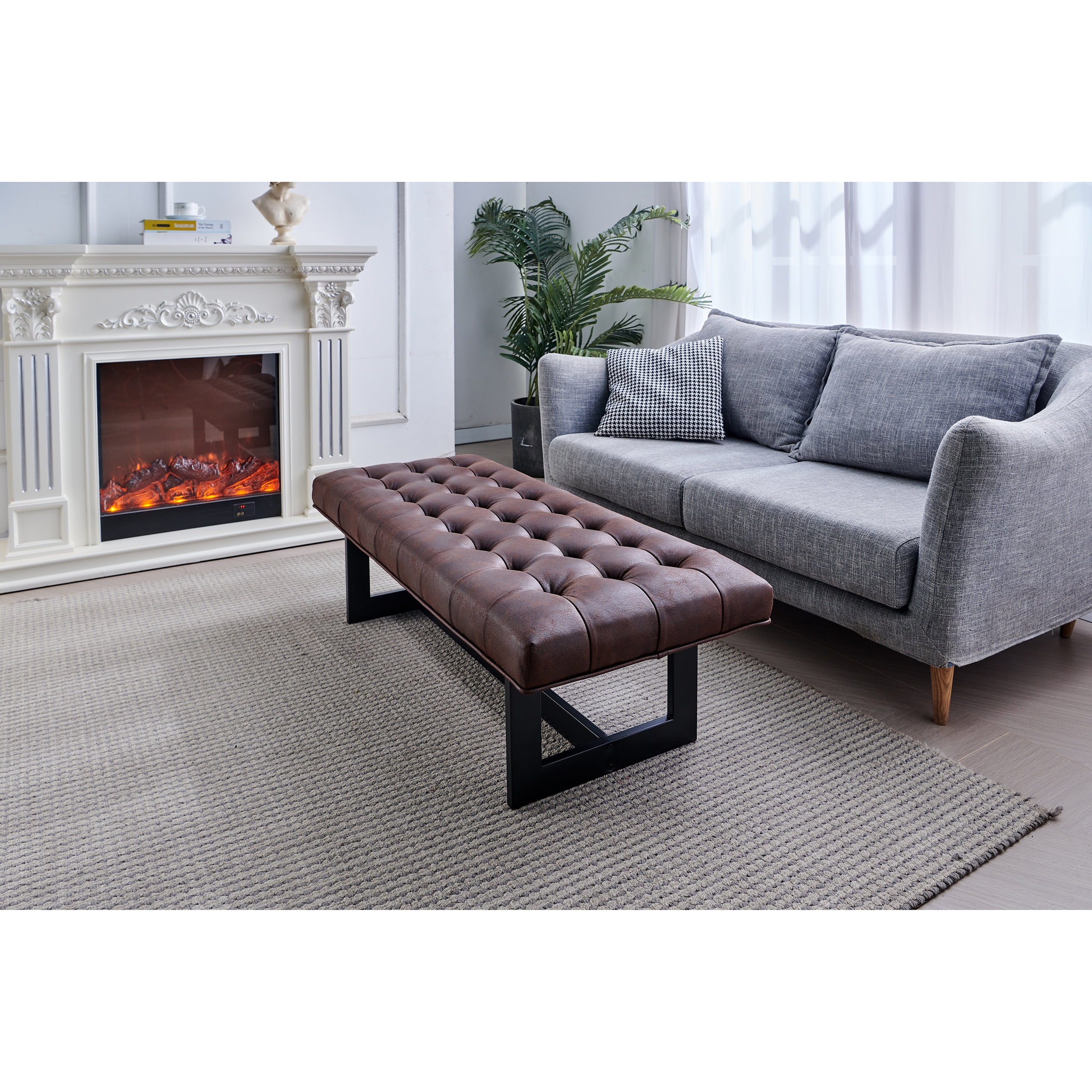 Nathaniel Home 48'' Button-Tufted Kids Ottoman, Upholstered Bedroom ...