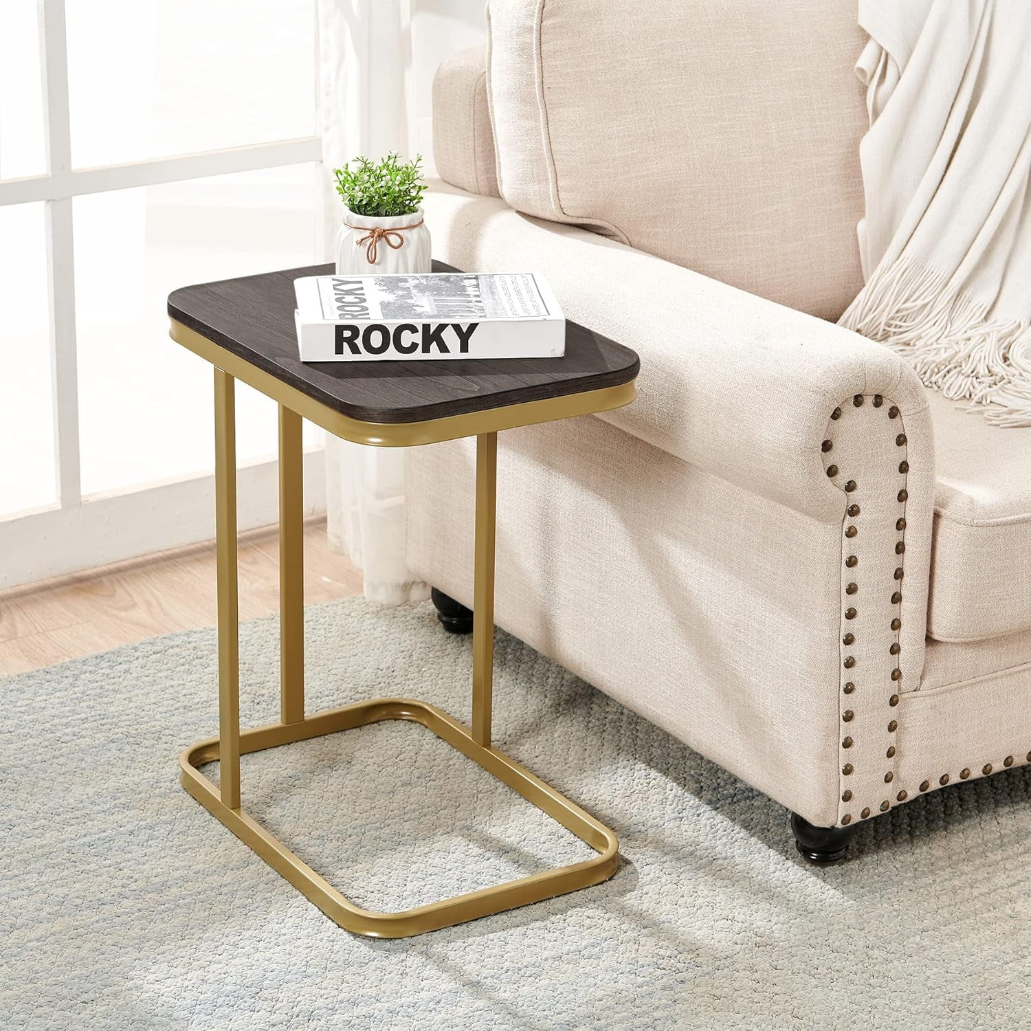 Free Shipping! Nathaniel Home C-Shaped Sofa Side Table, Compact Durable ...