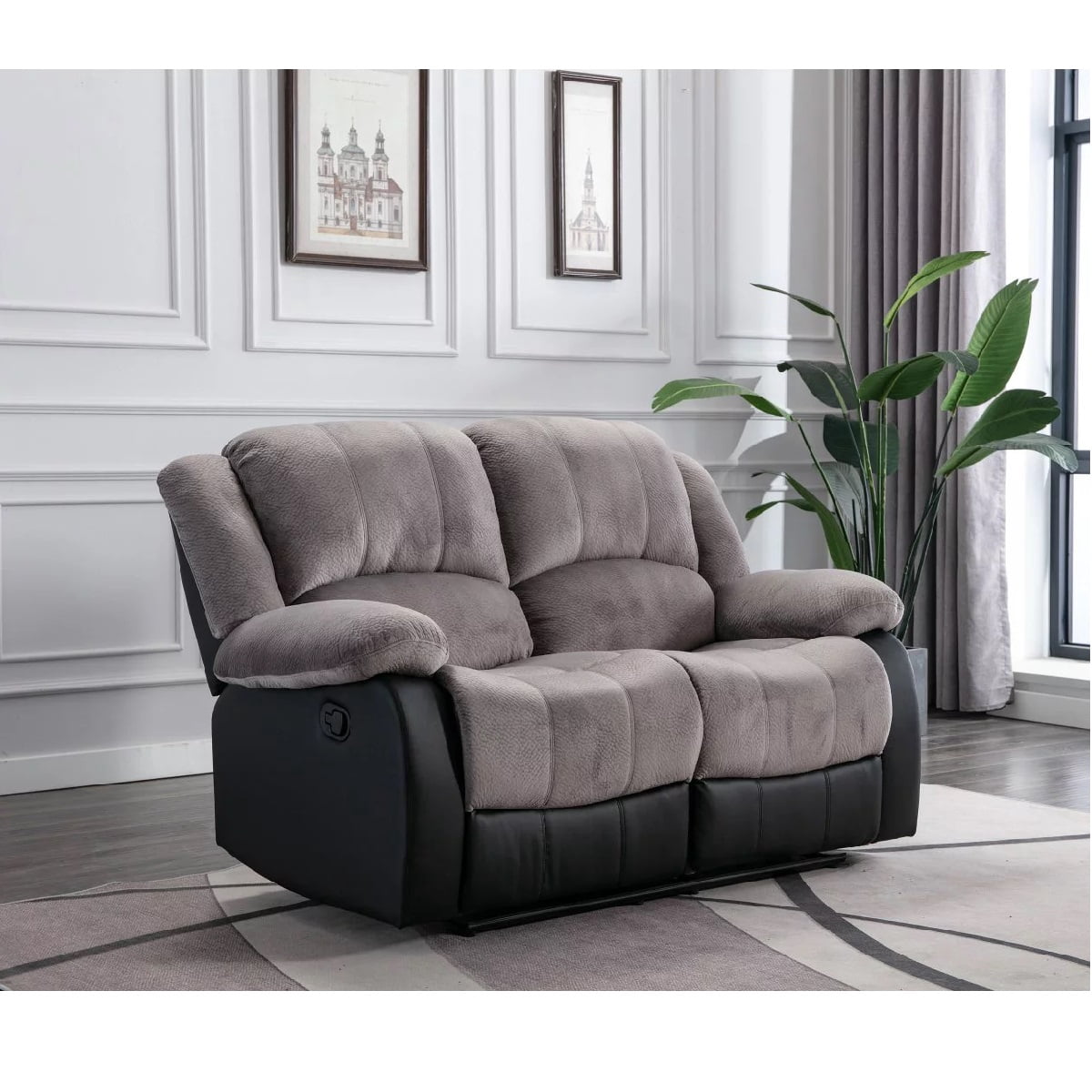 Nathaniel Home Manual Double Reclining Sofa, PU Leather Upholstered ...