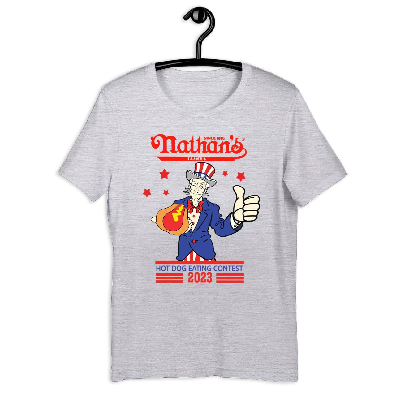 Nathans Famous Hot Dog Eating Contest Joey Chestnut 2023 UNISEX T-Shirt ...