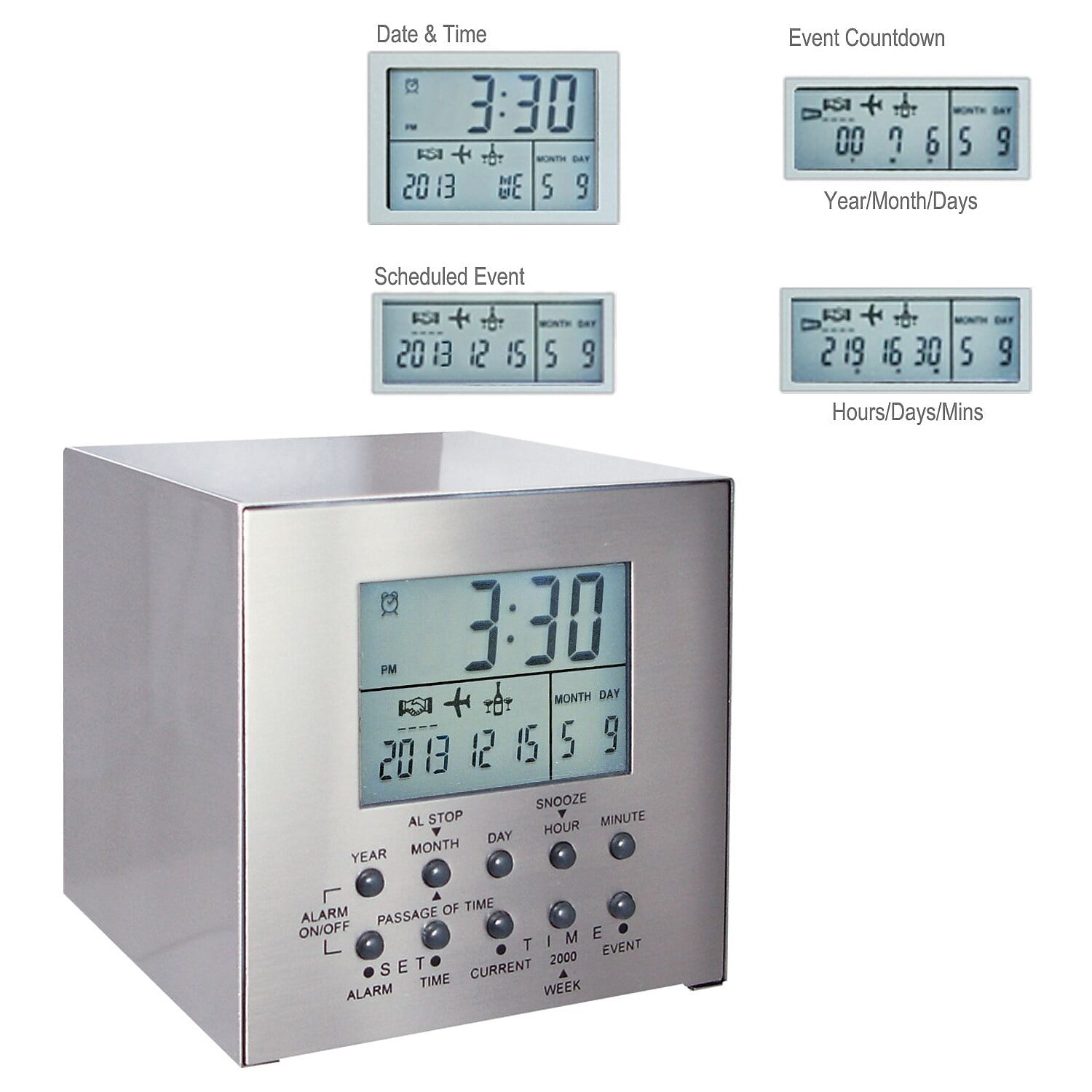 Natico Originals - Clock - cube - electronic - desktop - 2.52 in x 2.52 ...