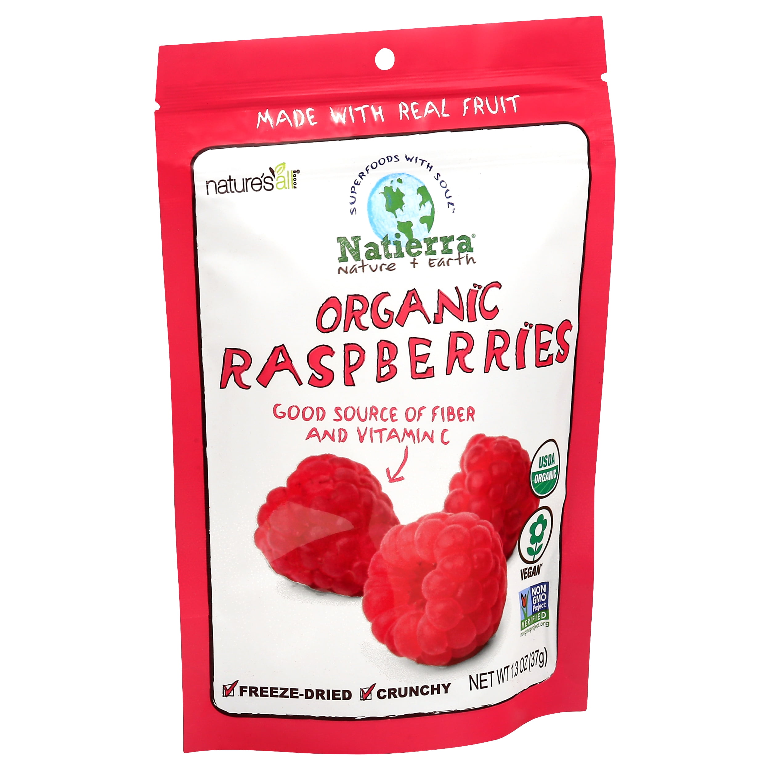 Natierra Freeze-Dried Raspberries 1.3 oz (Pack Of 6) - Walmart.com