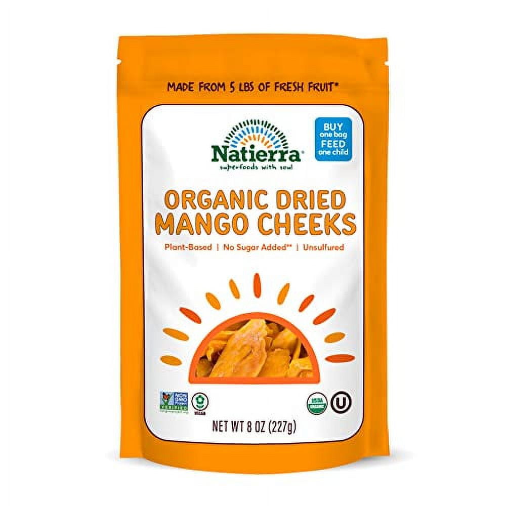Natierra Organic Dried Mango Cheeks, No Sugar Added, Non-GMO & Vegan, 8 ...