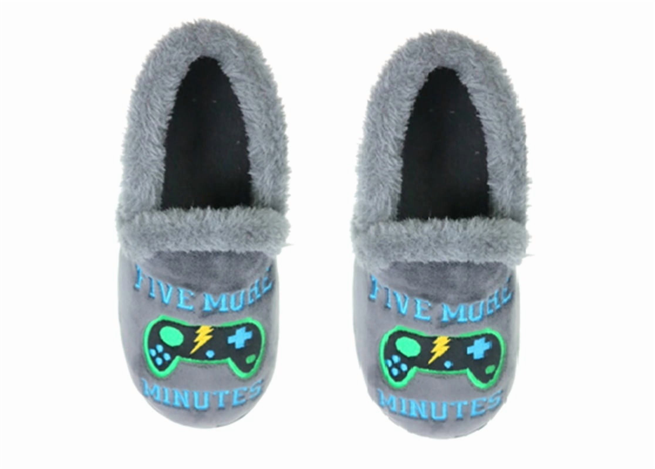 Nation Boys Plush Fuzzy Gamer Slippers, Game Over Sleep Mode ...