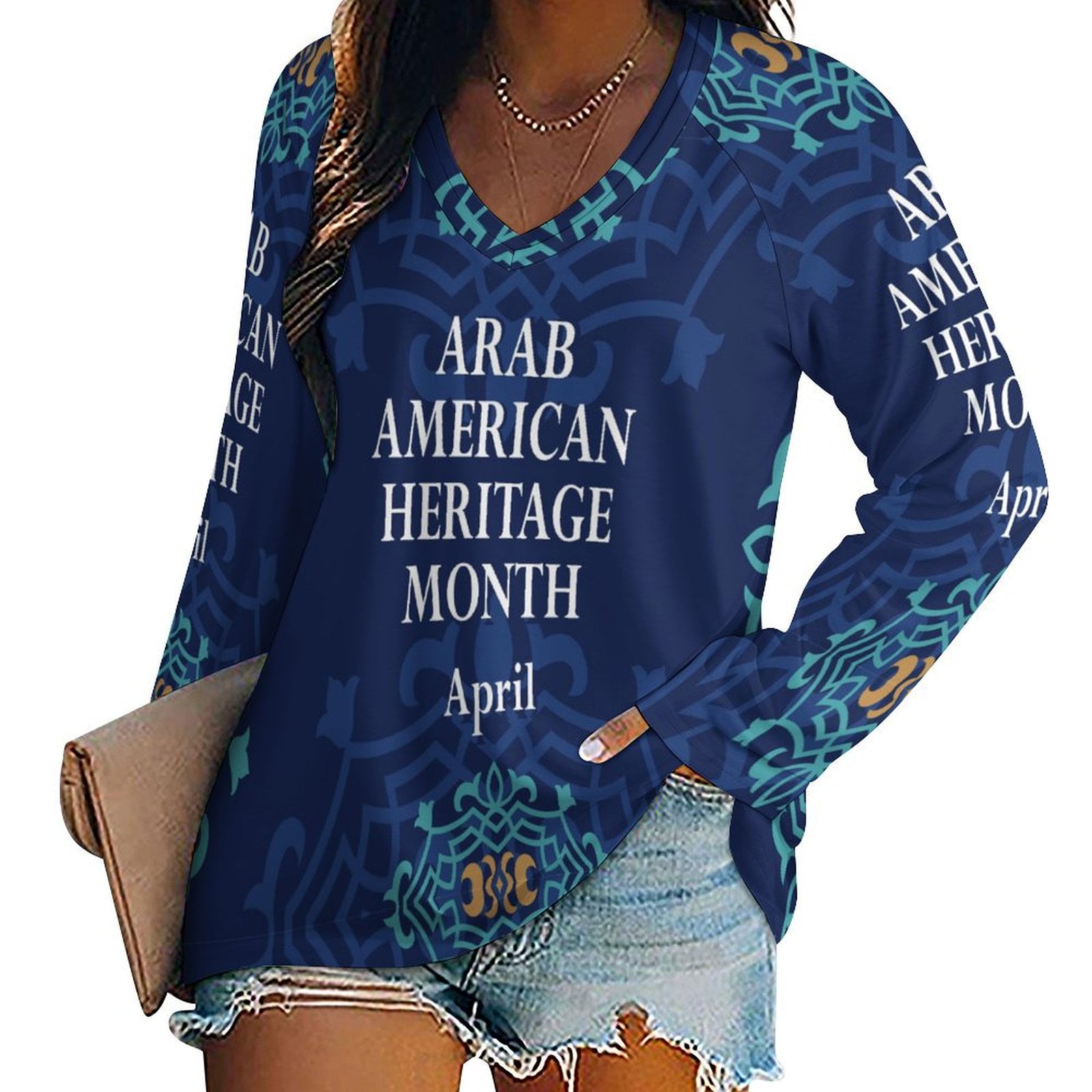 National Arab American Heritage Month Women's Long Sleeve Shirts Casual ...