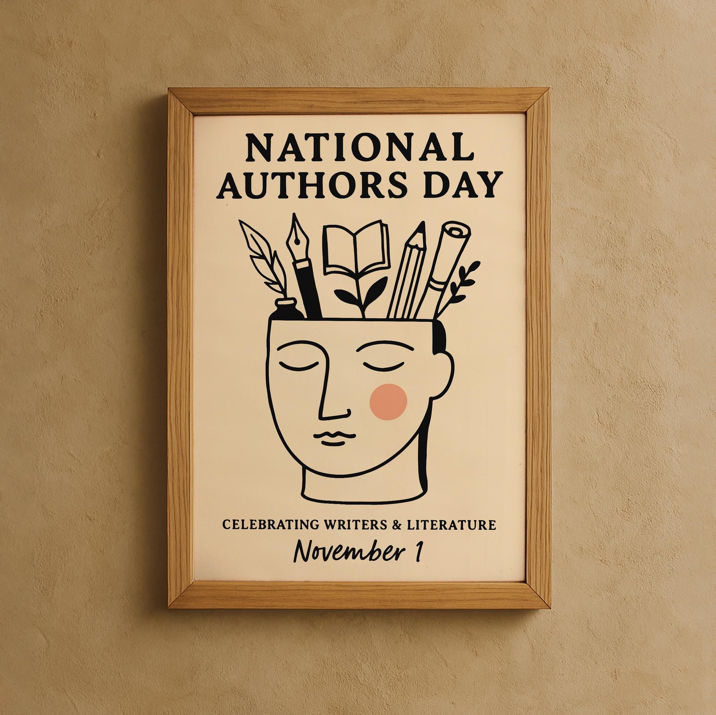 National Authors Day Poster, Literary Wall Art For Writers UNFRAMED ...