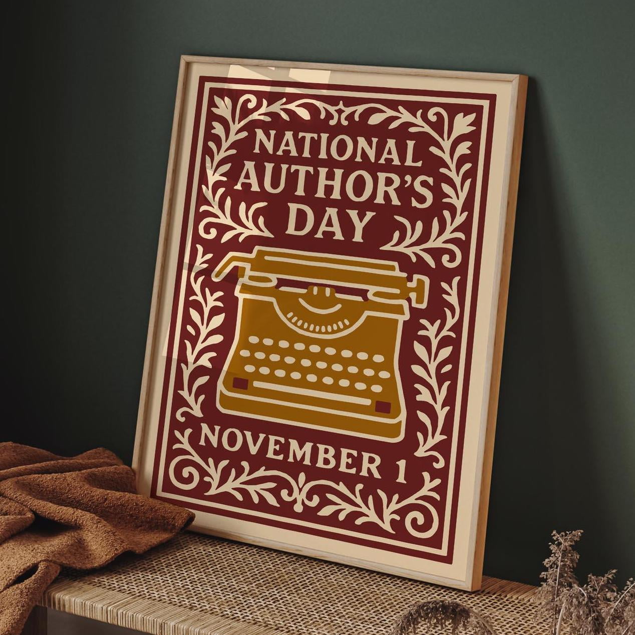 National Authors Day Poster, Typewriter Wall Art UNFRAMED Poster, Wall ...