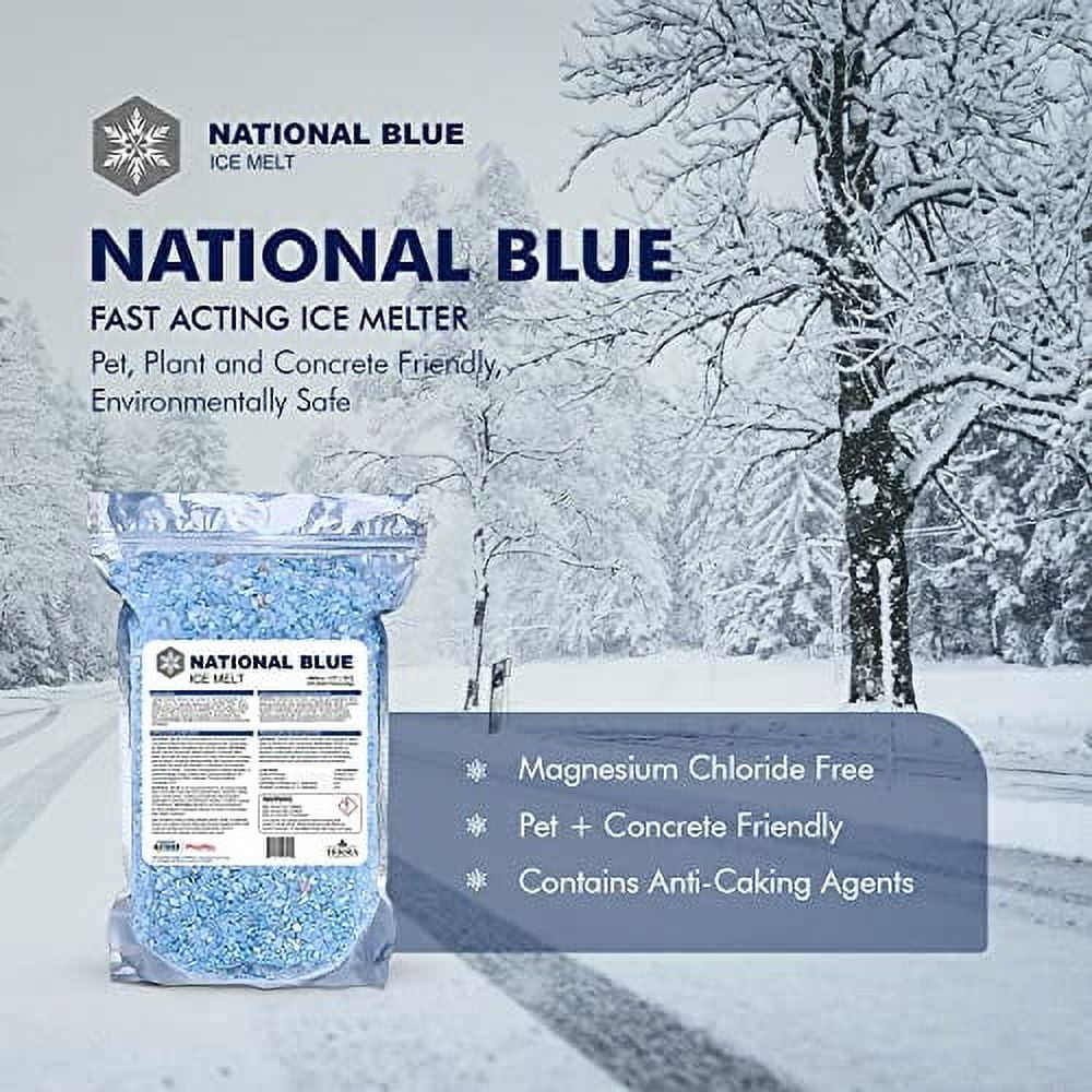 National Blue Snow Salt Ice Melt 20lb Bag - Fast Acting Ice Melter ...
