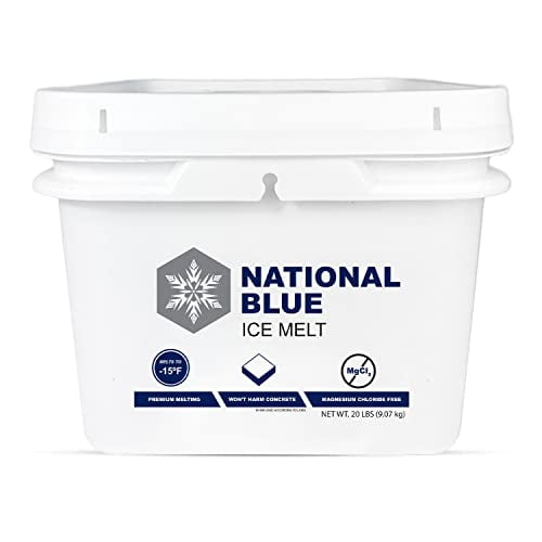 National Blue Snow Salt Ice Melt 20lb Bucket - Fast Acting Ice Melter ...
