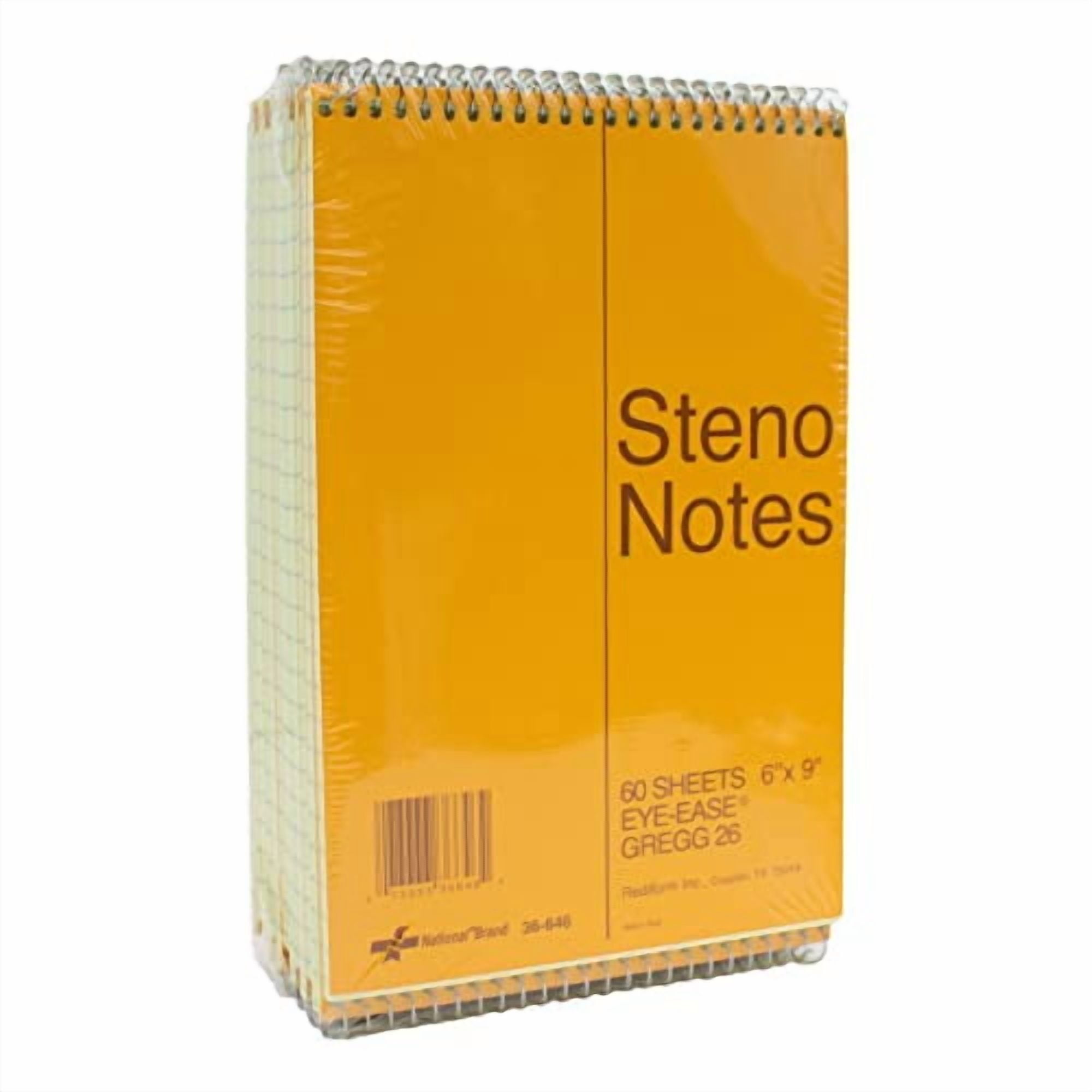 National Brand Brown Board Cover Steno Notebook, Green Paper, 6"x9", 12 ...