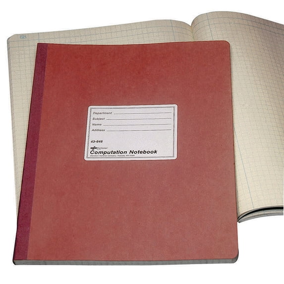 National Brand Computation Notebook, 4 X 4 Quad, Brown, Green Paper, 11 ...