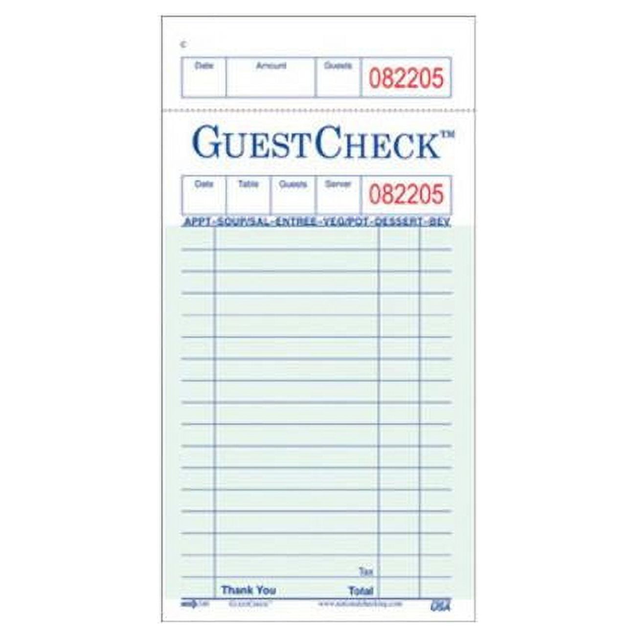 National Checking 240-50 PEC 1 Part 17 Line Paper Guest Check - Green ...