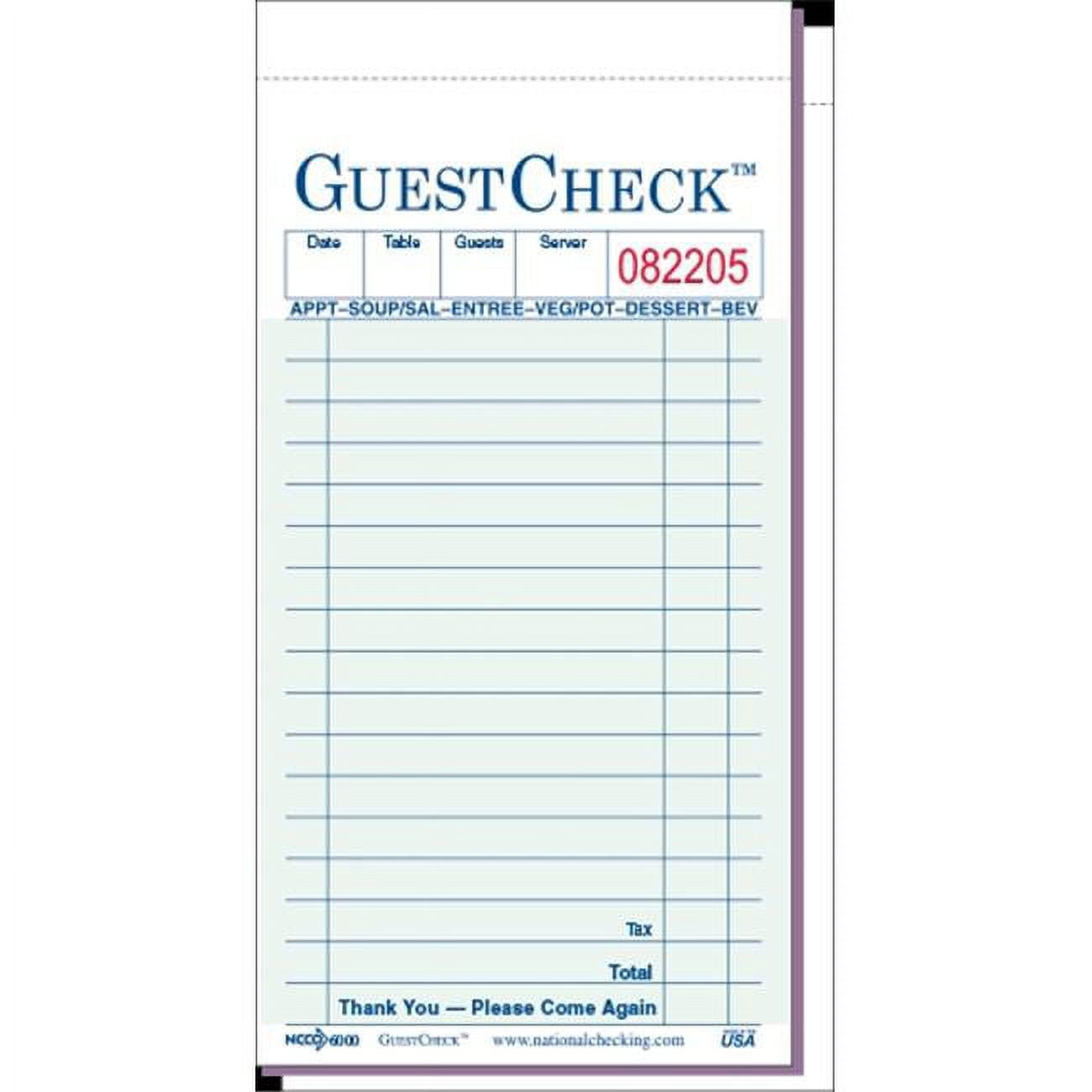 National Checking A6000G 3.5 x 6.75 in., Two-Part Carbon Guest Check ...