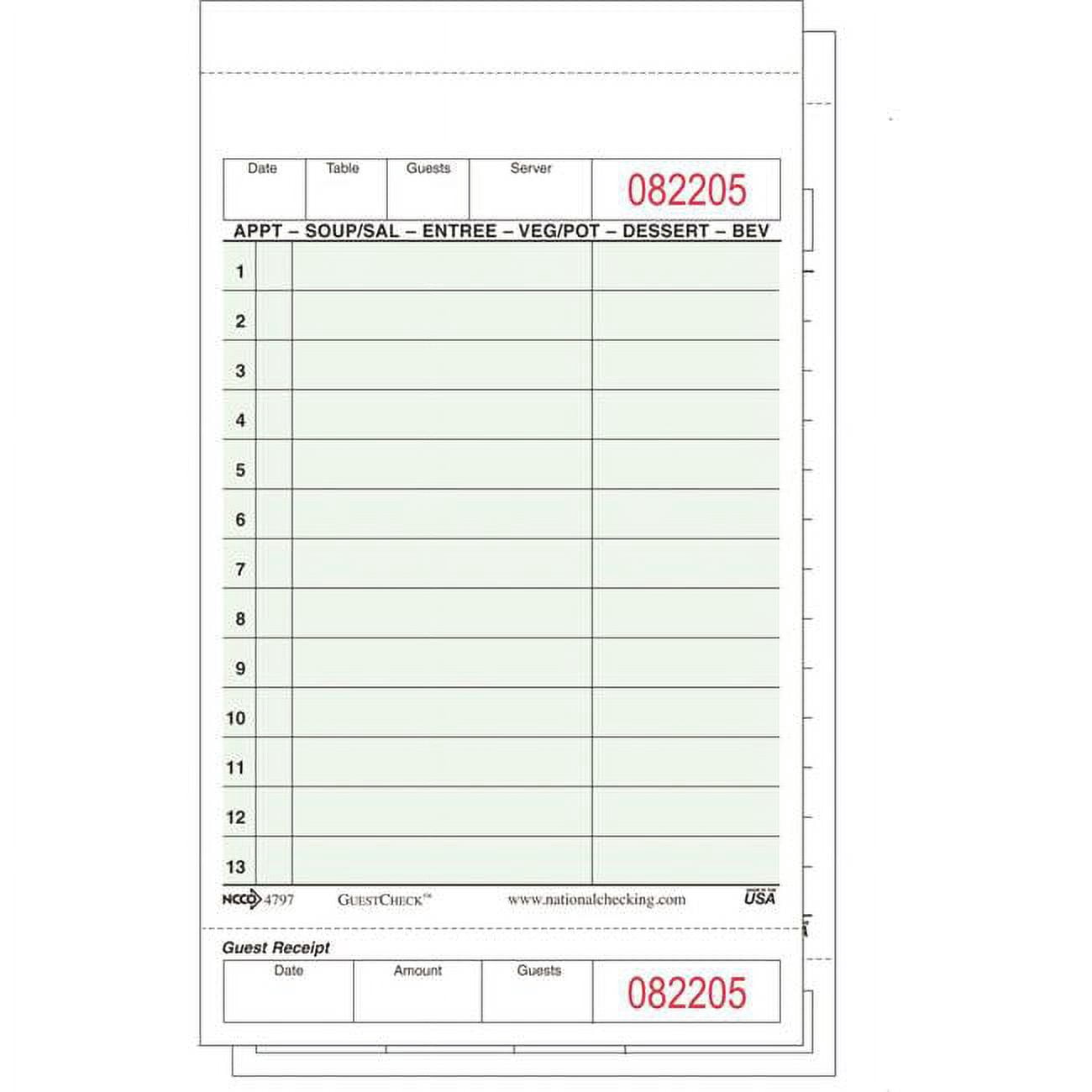 National Checking G4797 Grn 13 Line 4.3 x 7.3 Guest Check - 2000 / CS ...