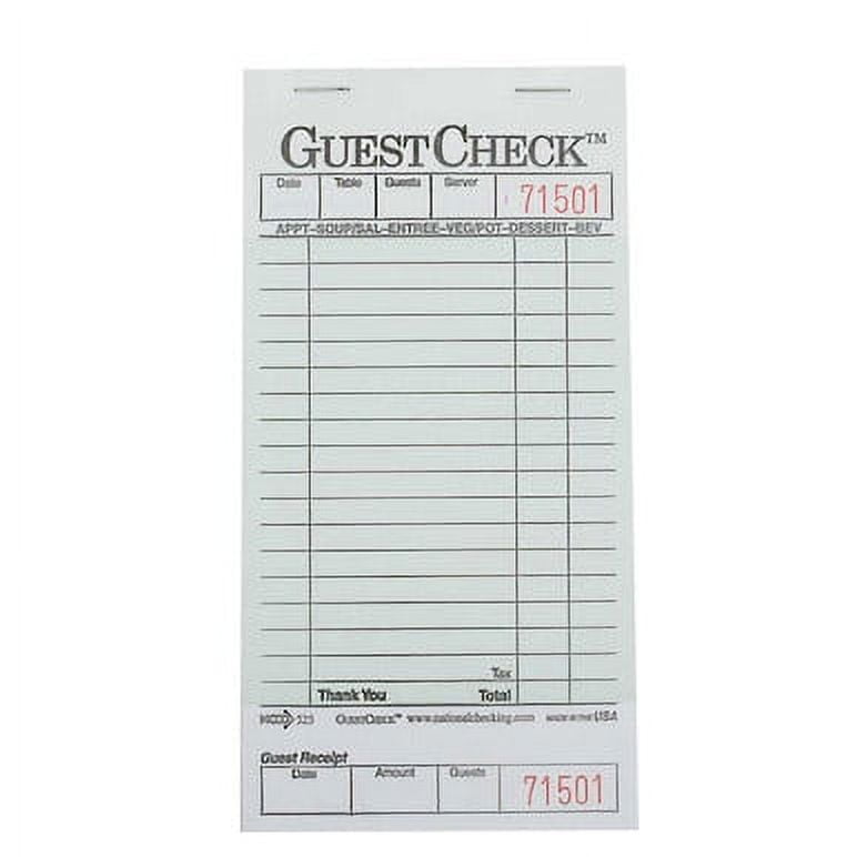 National Checking Guestcheck Board - 1 Part, Green, 18 Line, 3.5 X 6.75 ...