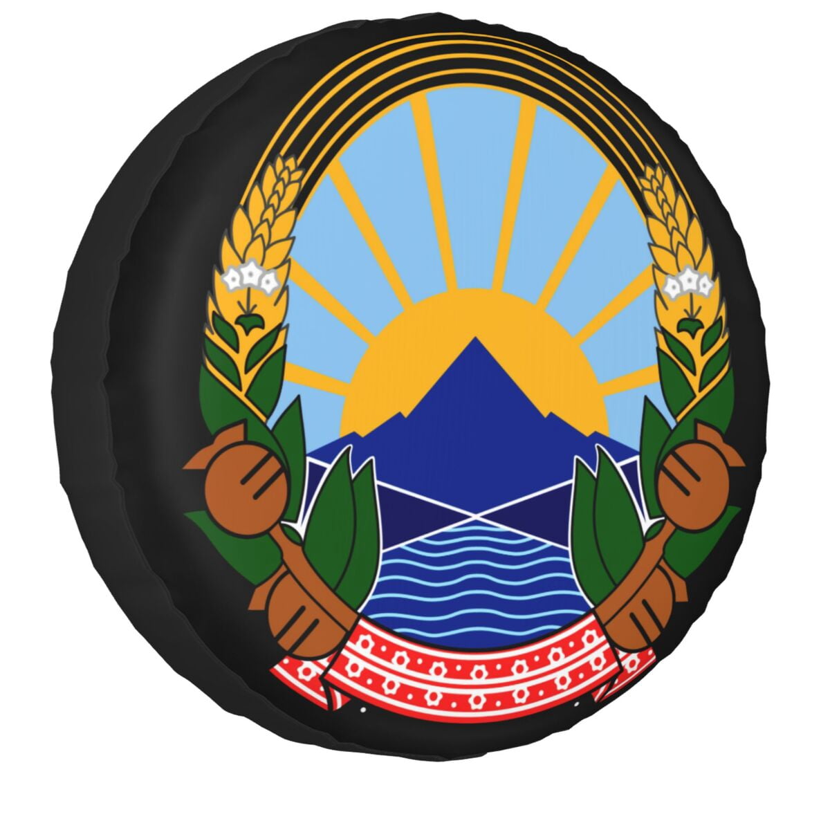 National Emblem Of North Macedonia Tire Cover 4WD 4x4 SUV Spare Wheel ...