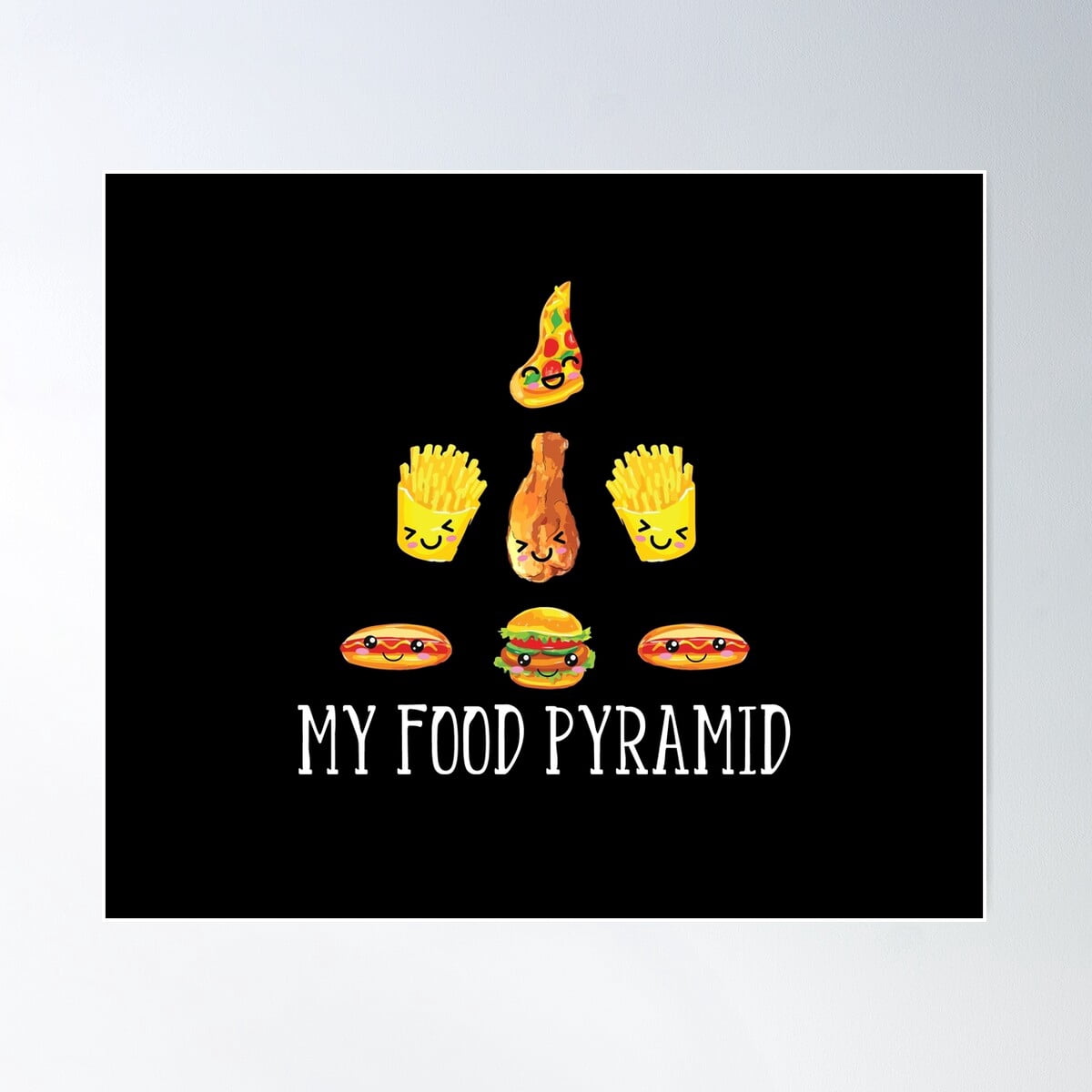 National Fast Food Day My Food Pyramid Funny Worker Gift Poster Wall ...