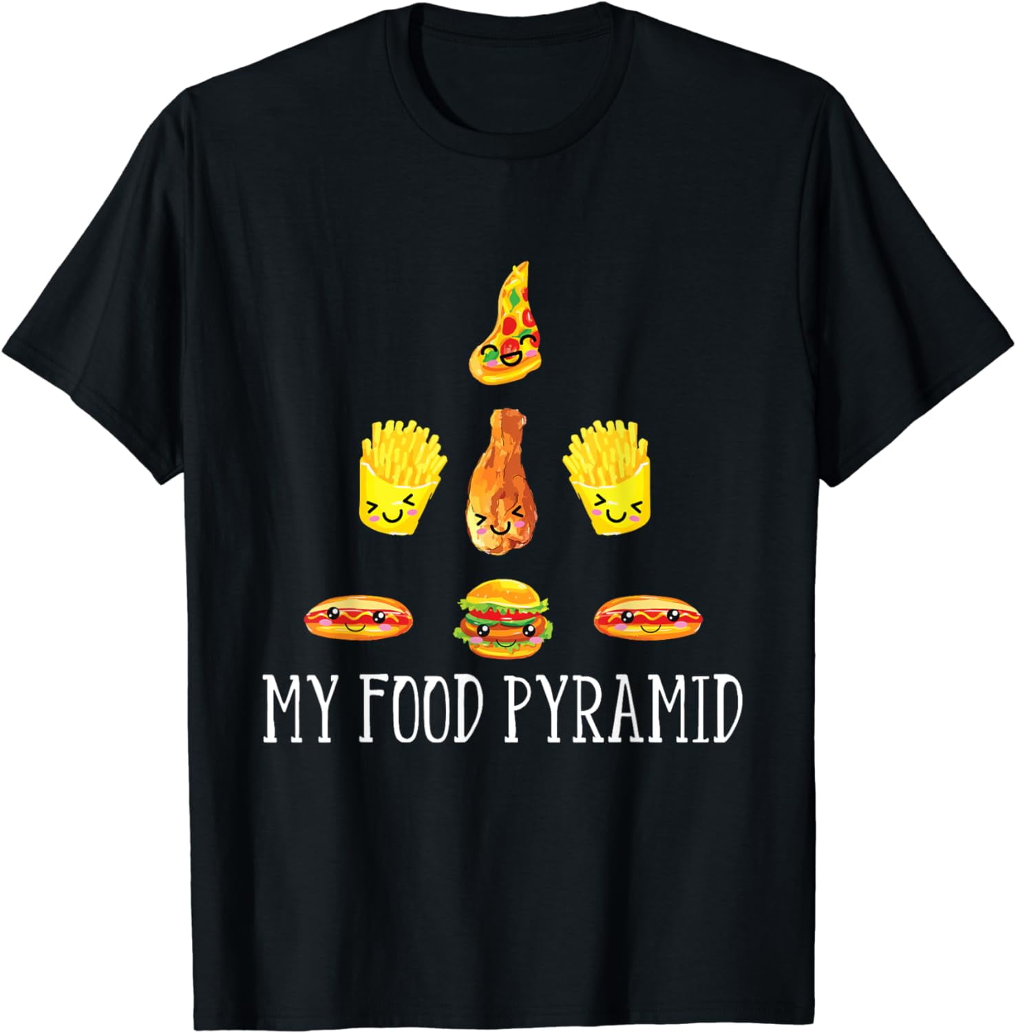 National Fast Food Day My Food Pyramid Funny Worker Gift T-Shirt ...