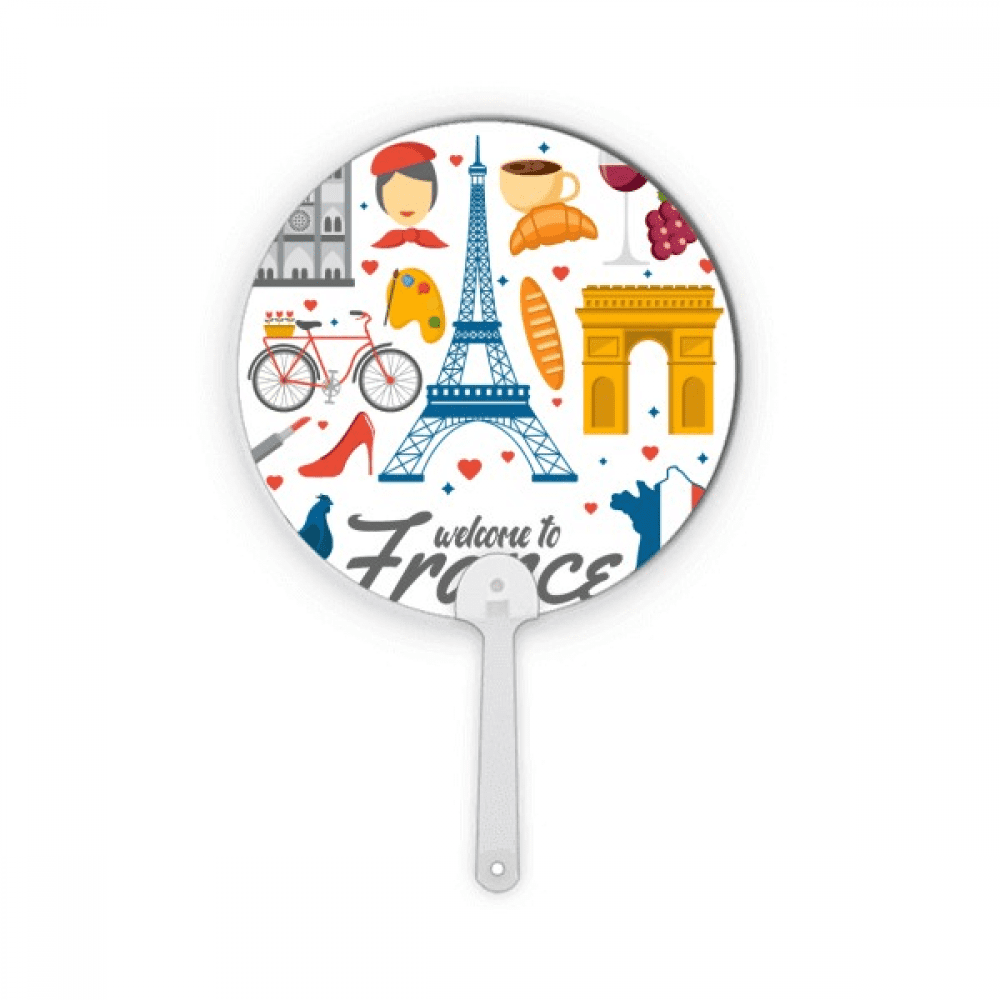 National Flag Architecture France Plastic Round Handheld Fan ...