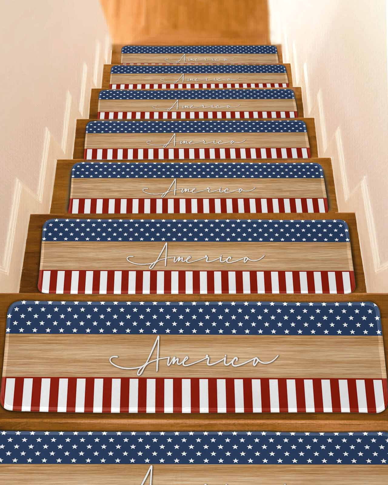 National Flag Day Stair Treads Non Slip for Steps Vintage U.S. Flag ...