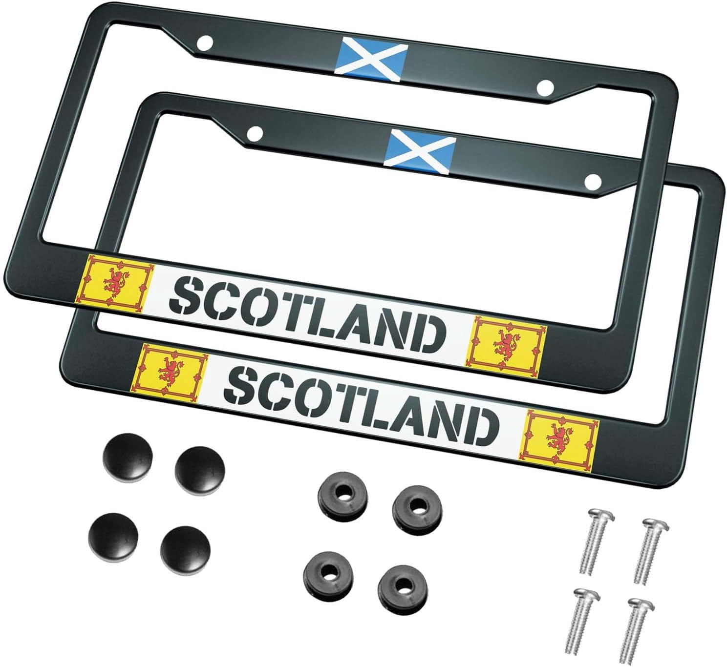 National Flag License Plate Frame Black 2 Pcs Yellow Royal Flag of ...