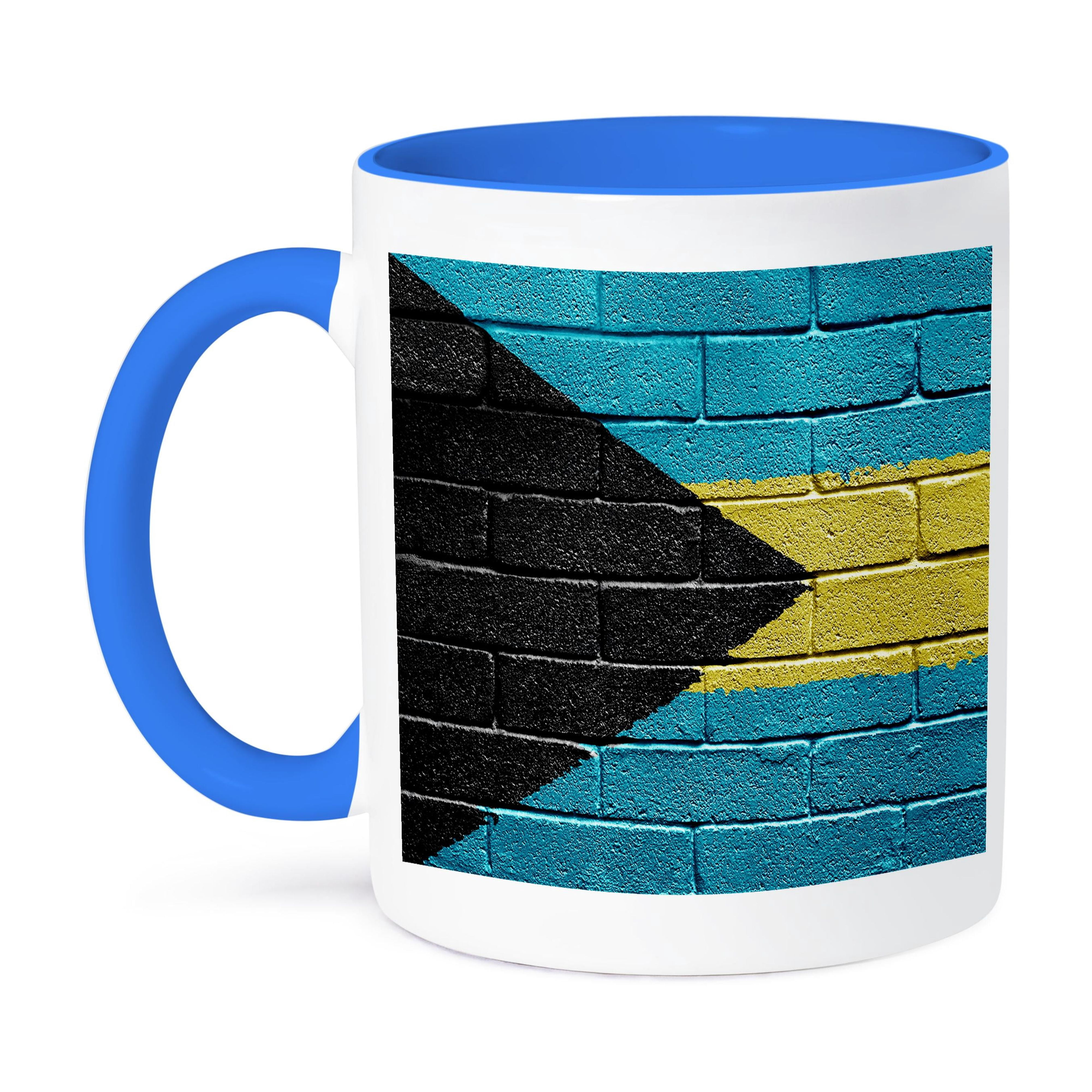 National Flag Of Bahamas Painted Onto A Brick Wall Bahamian, 15oz Two ...