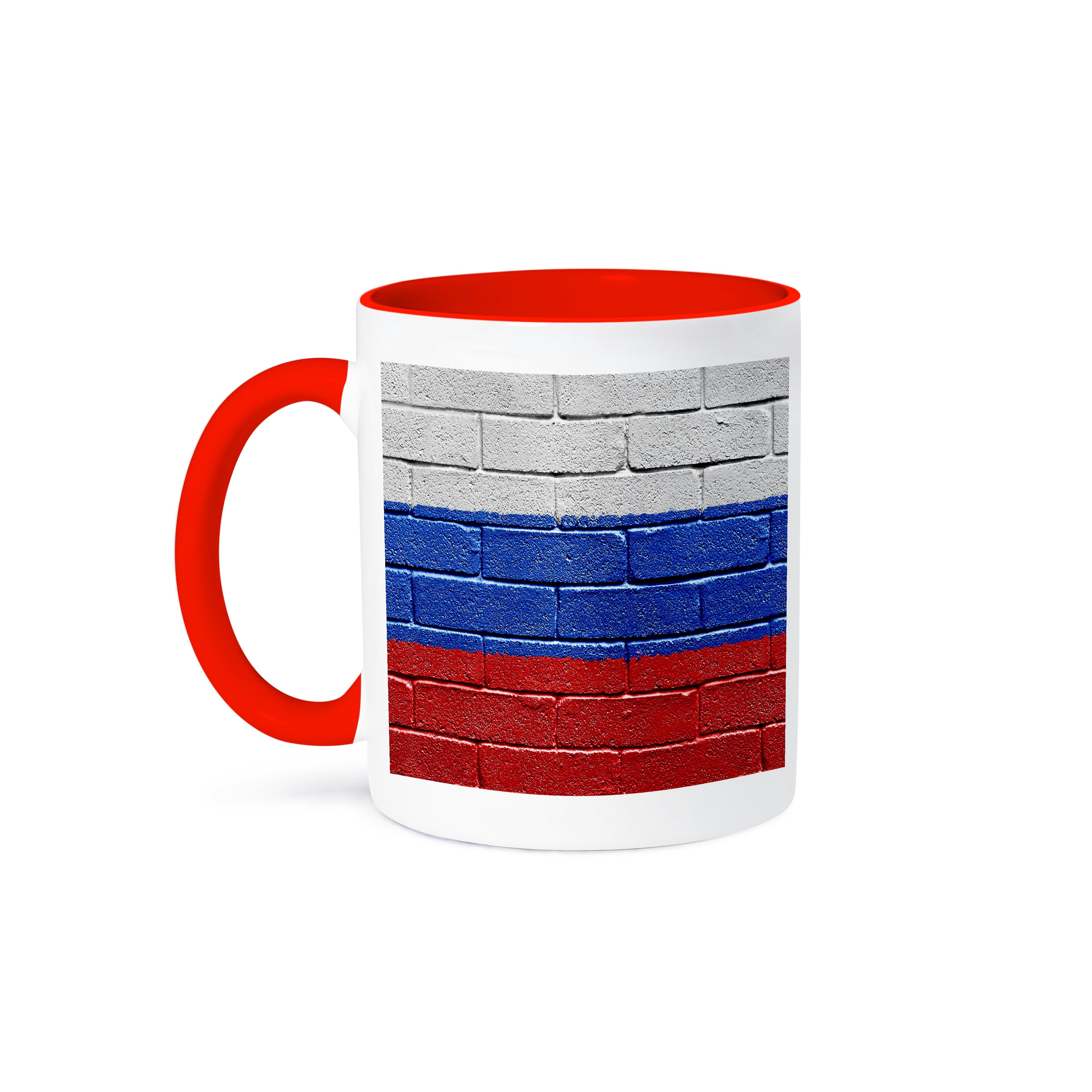 National Flag Of Russia Painted Onto A Brick Wall Russian, 11oz Two ...